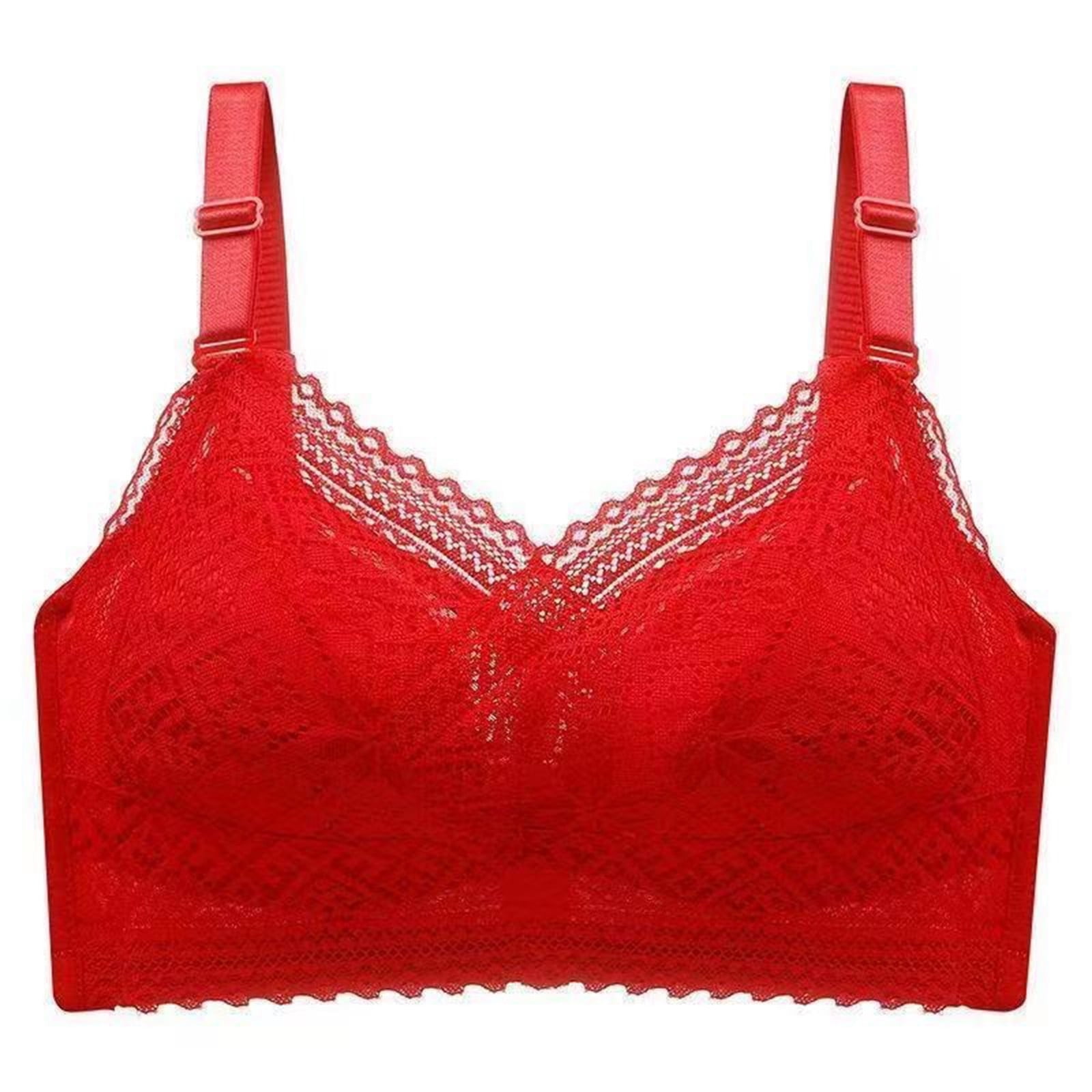 Sngxgn Wireless Underwire Bra, Push- up Bra, Moderate Coverage(Red,38 ...