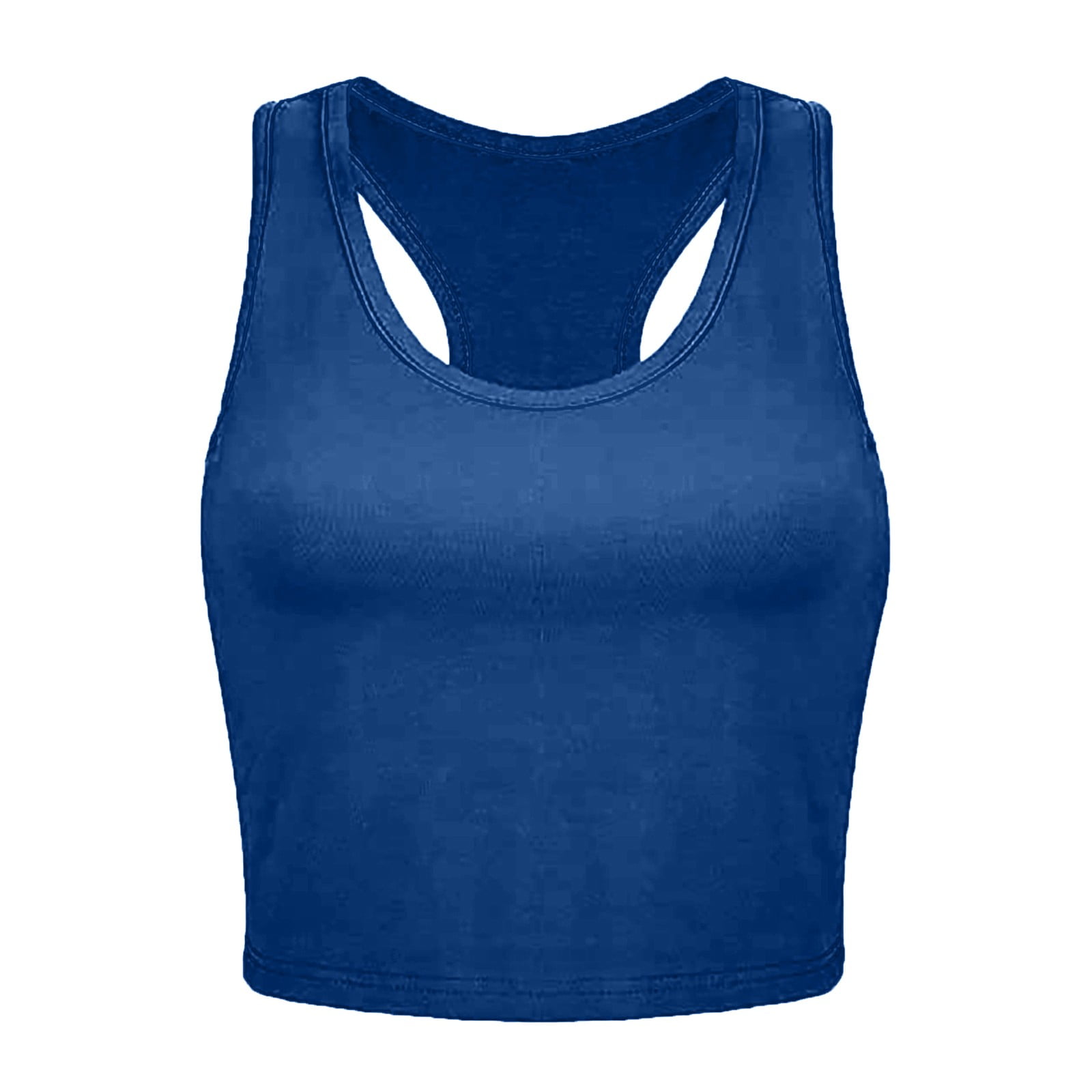 Sngxgn Women Basic Crop Tank Tops Sleeveless Sport Crop Top(Blue,L ...