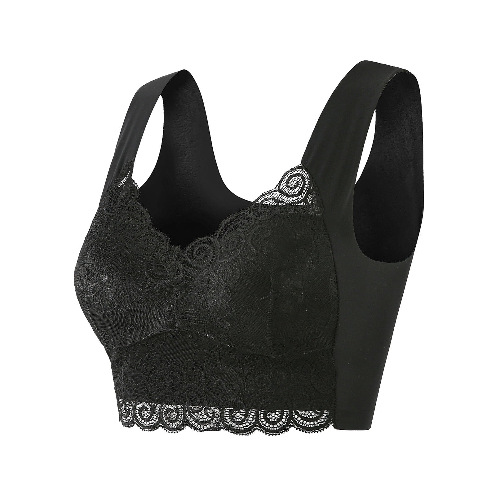 Sngxgn Women's Comfort Lace Underwire Bra,Soft Lace Bra(Black,XXL ...