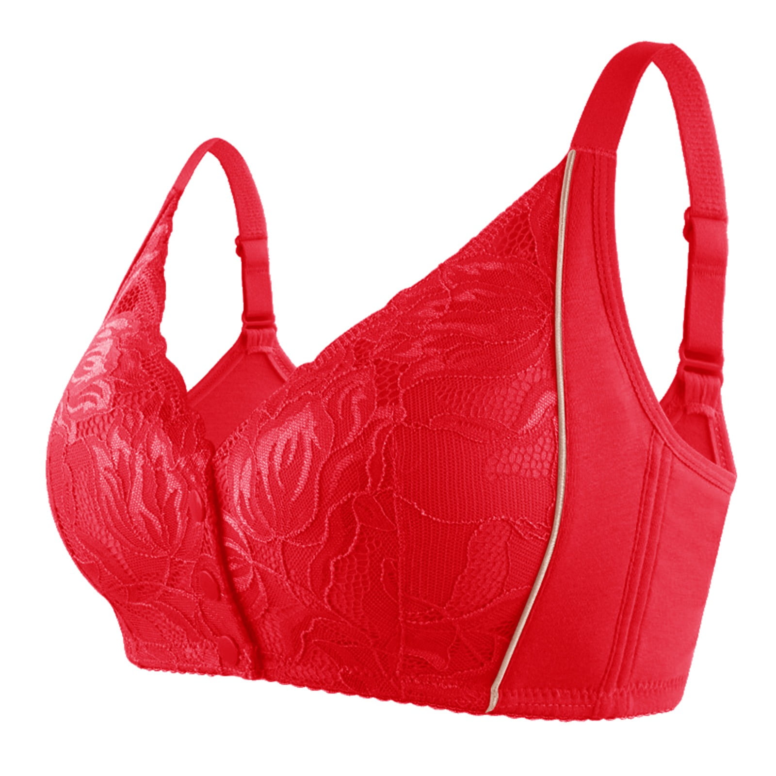 Sngxgn Women's Comfort Lace Underwire Bra,Soft Lace Bra(Red,46 ...