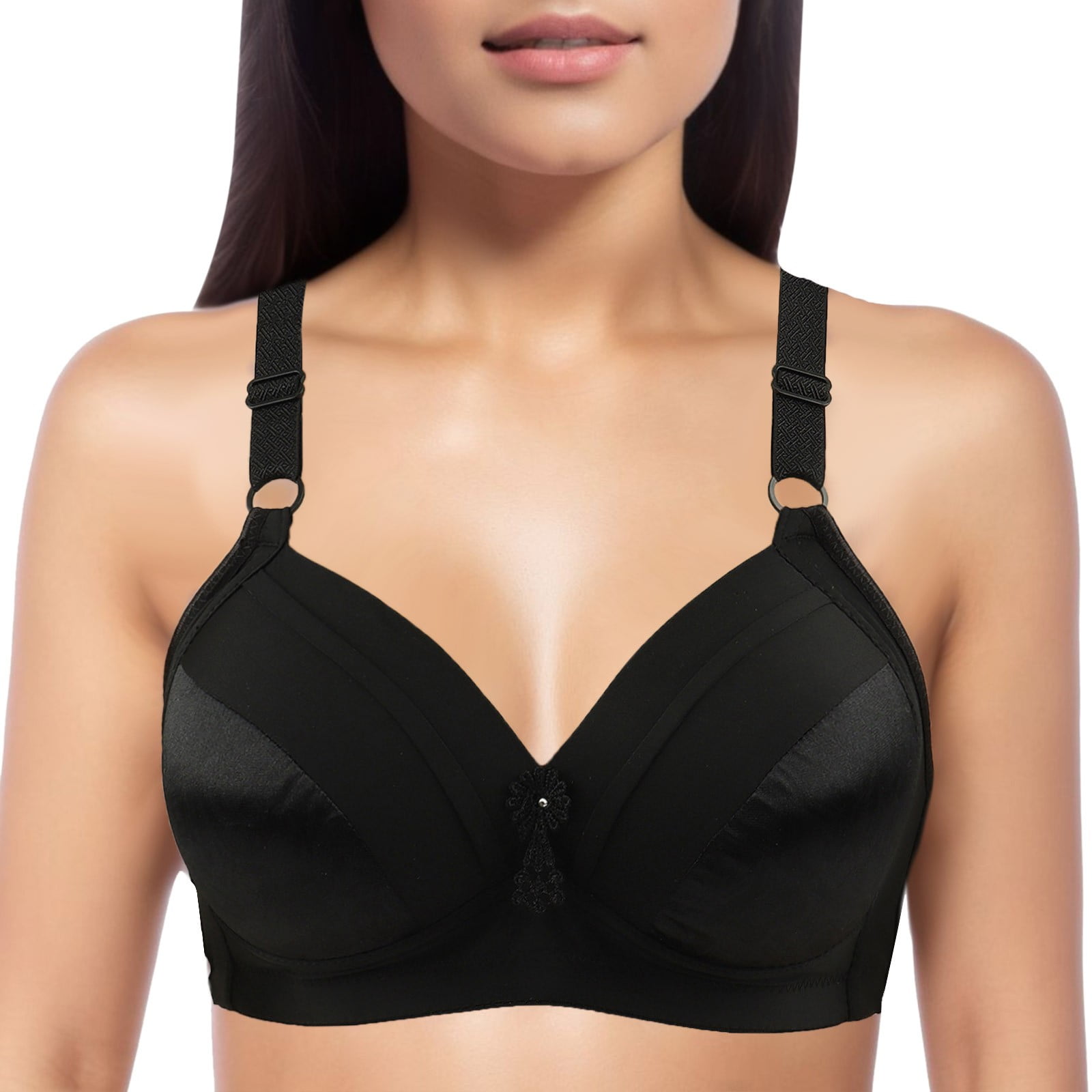 Sngxgn Women's Comfort-Strap Wireless, Full-Coverage Bra(Black,85) - Walmart.com