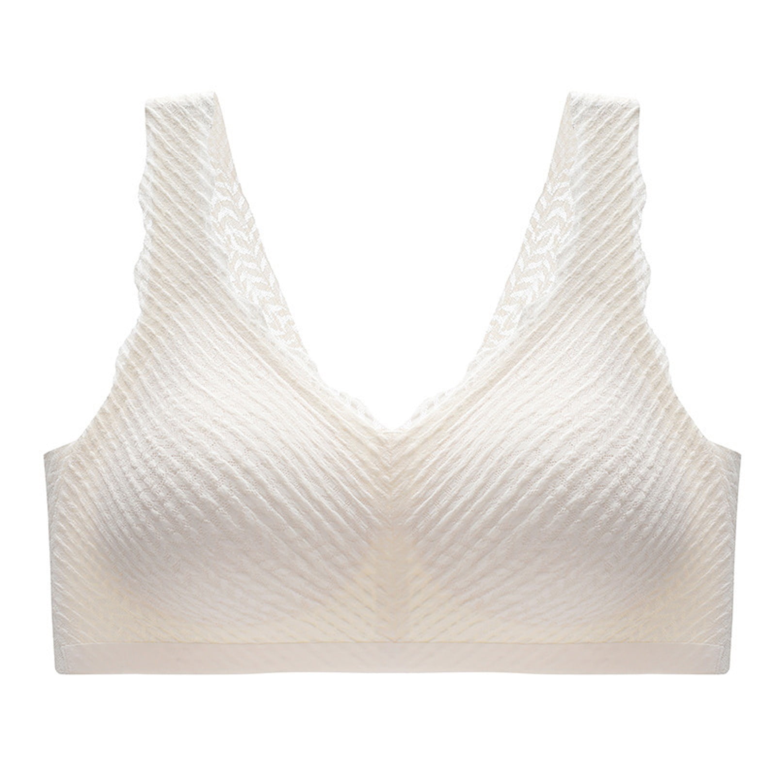 Sngxgn Women's Comfort-Strap Wireless, Full-Coverage Bra(White,M ...