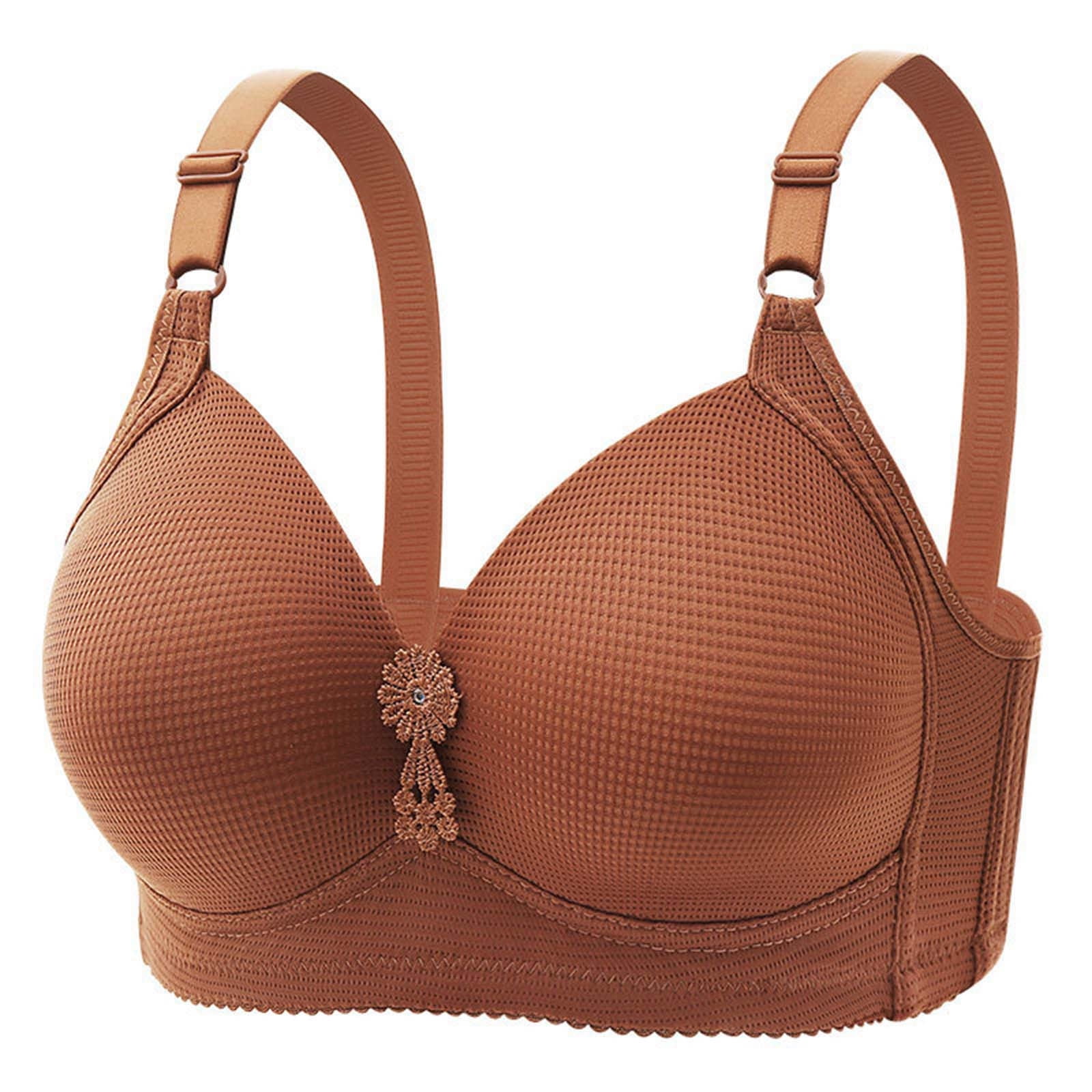 Sngxgn Women's Comfort Wireless Bra Seamless T-Shirt Bra(Brown,50/115 ...