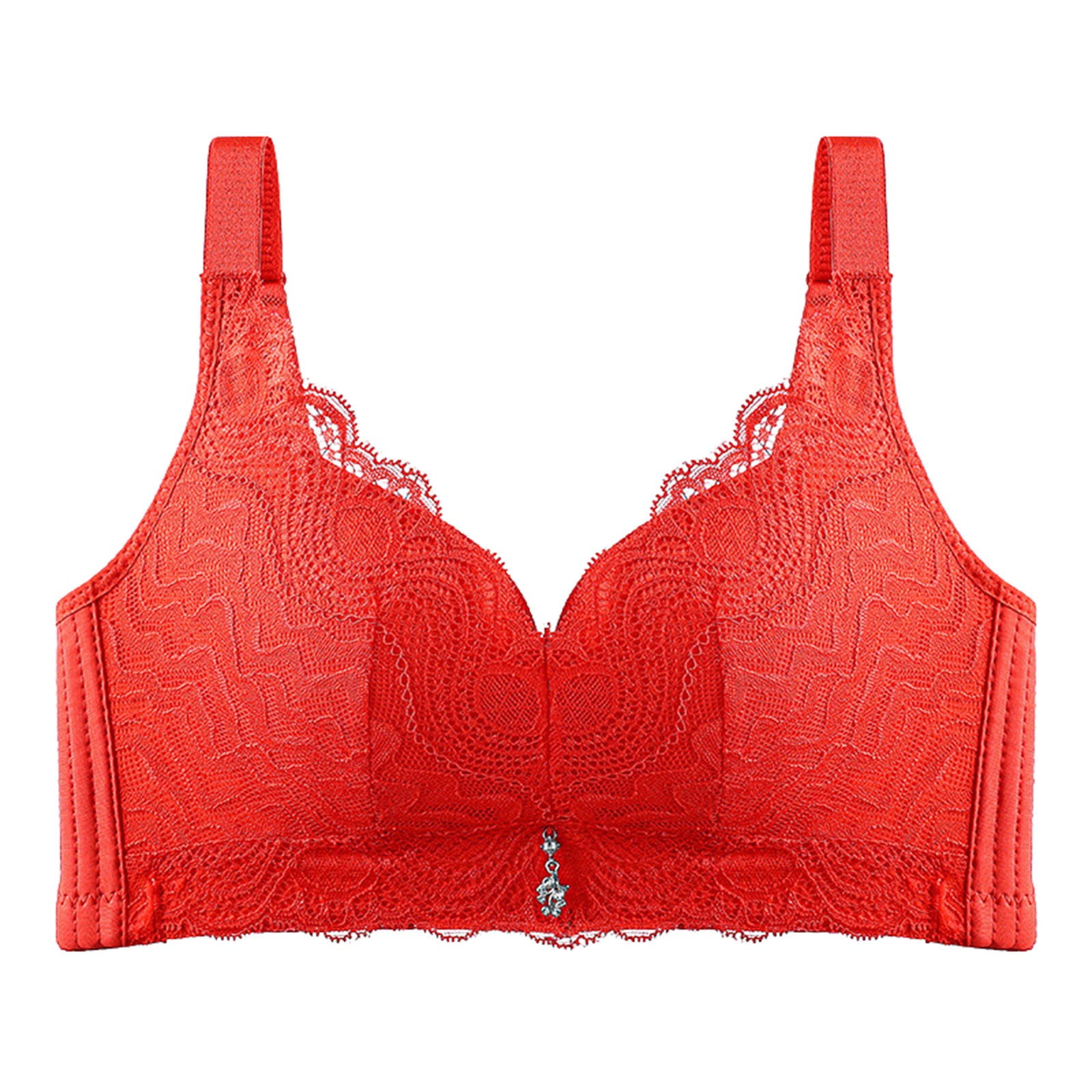 Sngxgn Women's Plus Size Front-Closure Wireless Bra Underwire(Red,36 ...