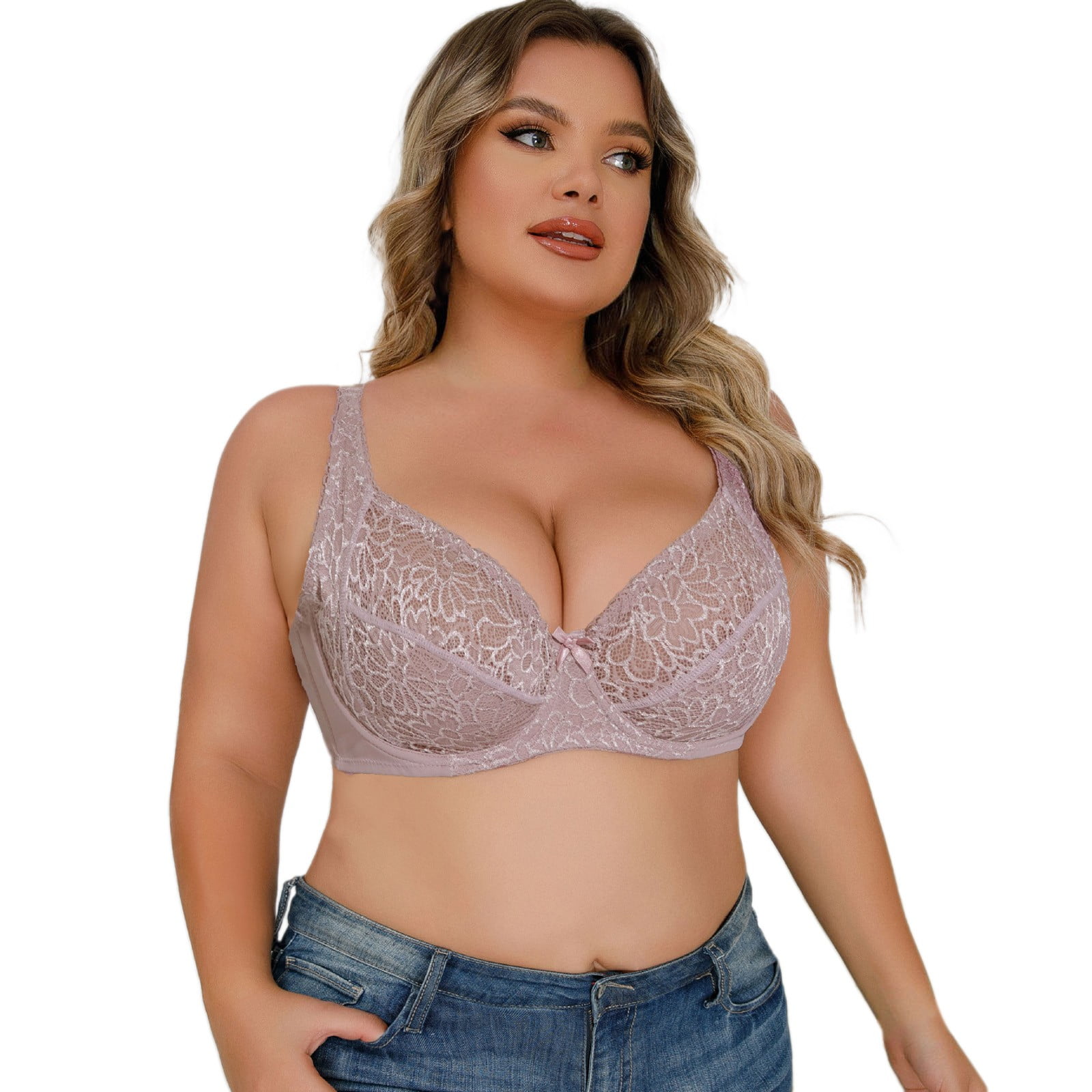 Sngxgn Women's Push up Lace Bra Underwire Plunge Full Coverage Bras (Khaki,95D) - Walmart.com