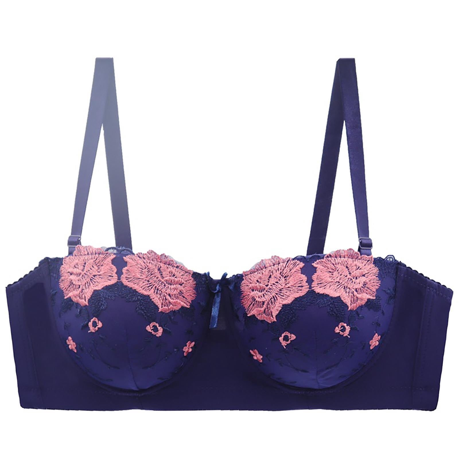 Sngxgn Women's Seamed Soft C up Wirefree Cotton Bra(Blue,44/100 ...