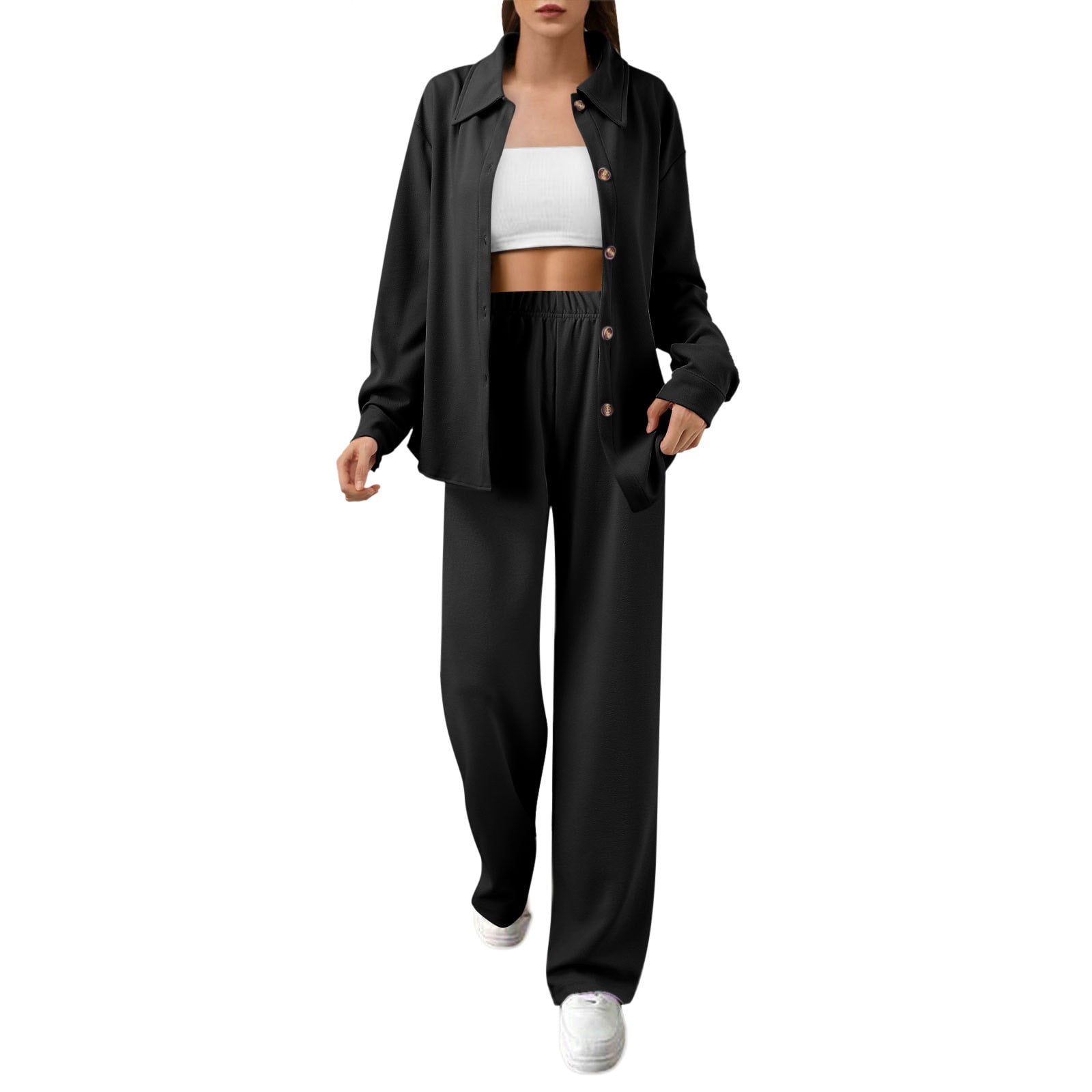 Sngxgn Women's Sets Ribbed Pajamas Set Sleeveless Crop Top and Tie ...