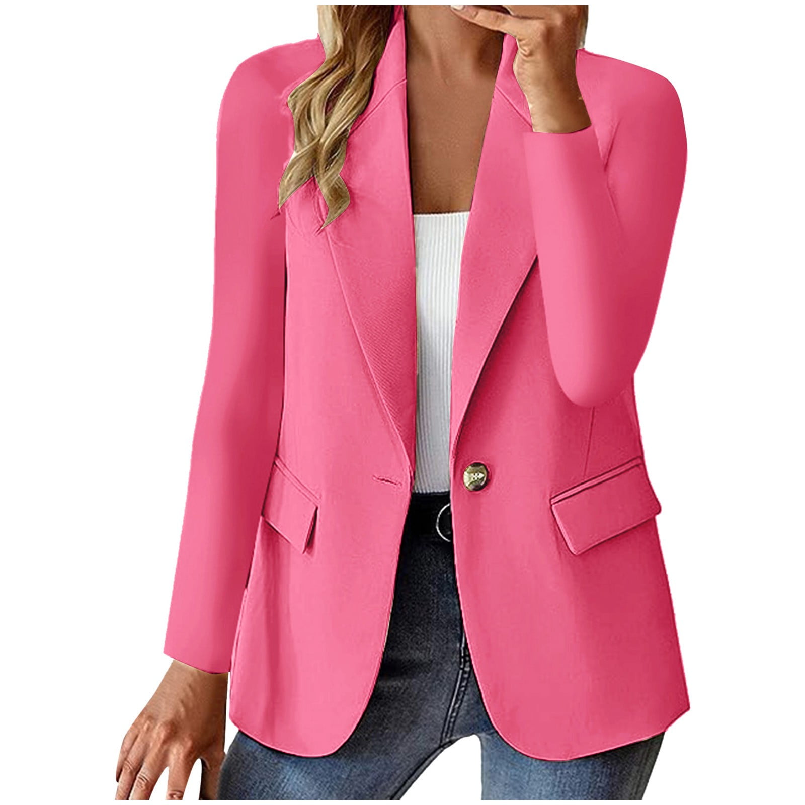 Sngxgn Womens Casual Blazers Open Front Long Sleeve Work Office Suit ...