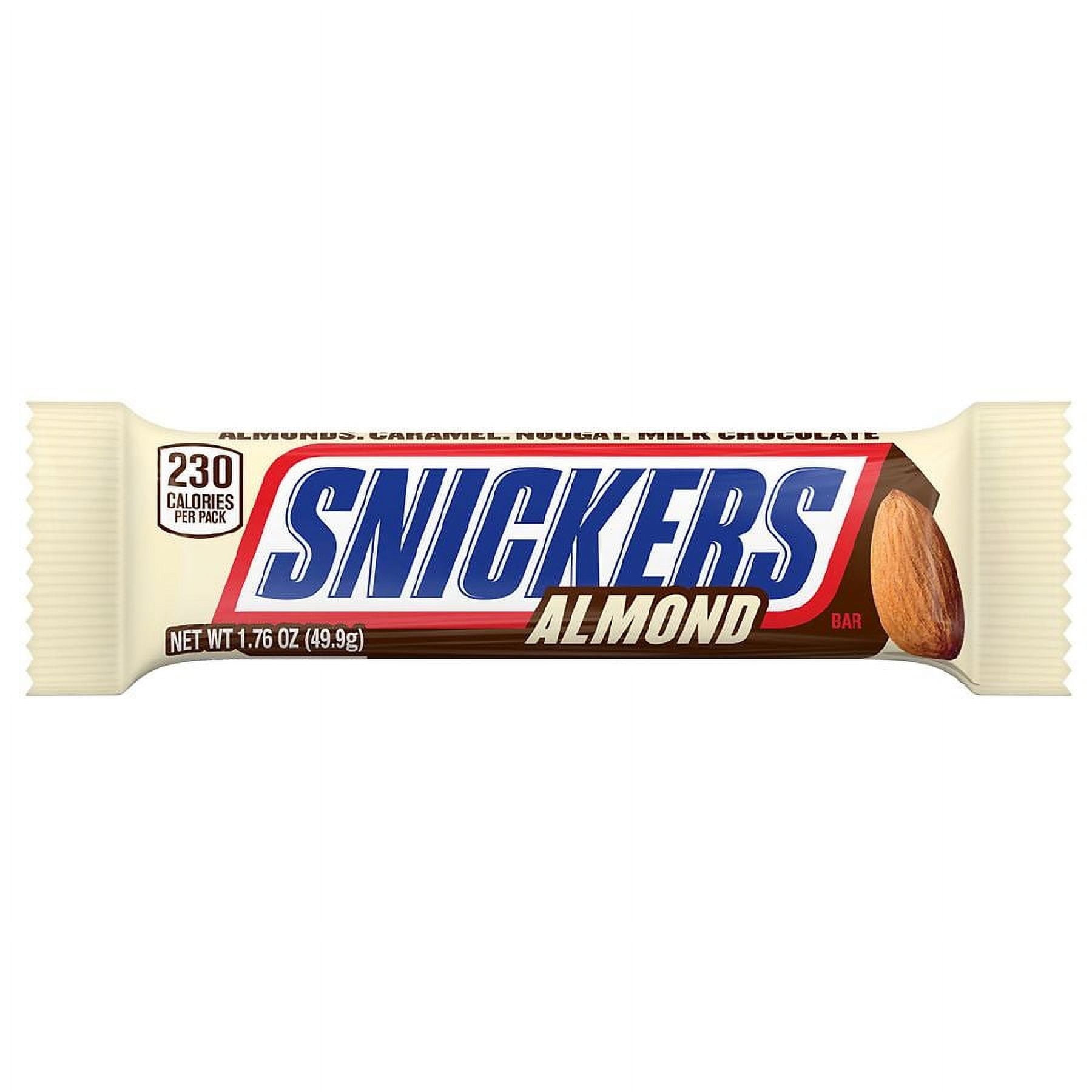 Snickers Almond Singles Size Chocolate Candy Bar 1.76oz Pack of 2 ...