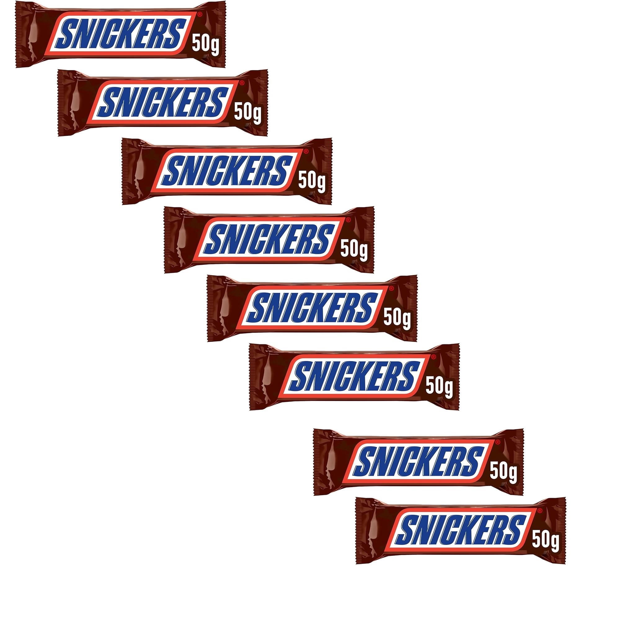 Snickers Bar 8 Pack – Caramel & Roasted Peanuts, Chocolate Covered ...