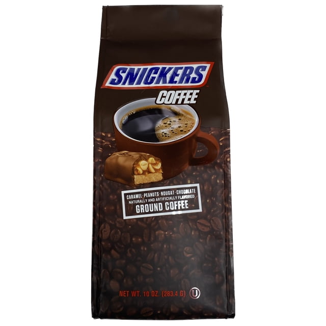 Snickers Flavored Ground Coffee with Caramel, Peanuts, and Nougat, 10 ...