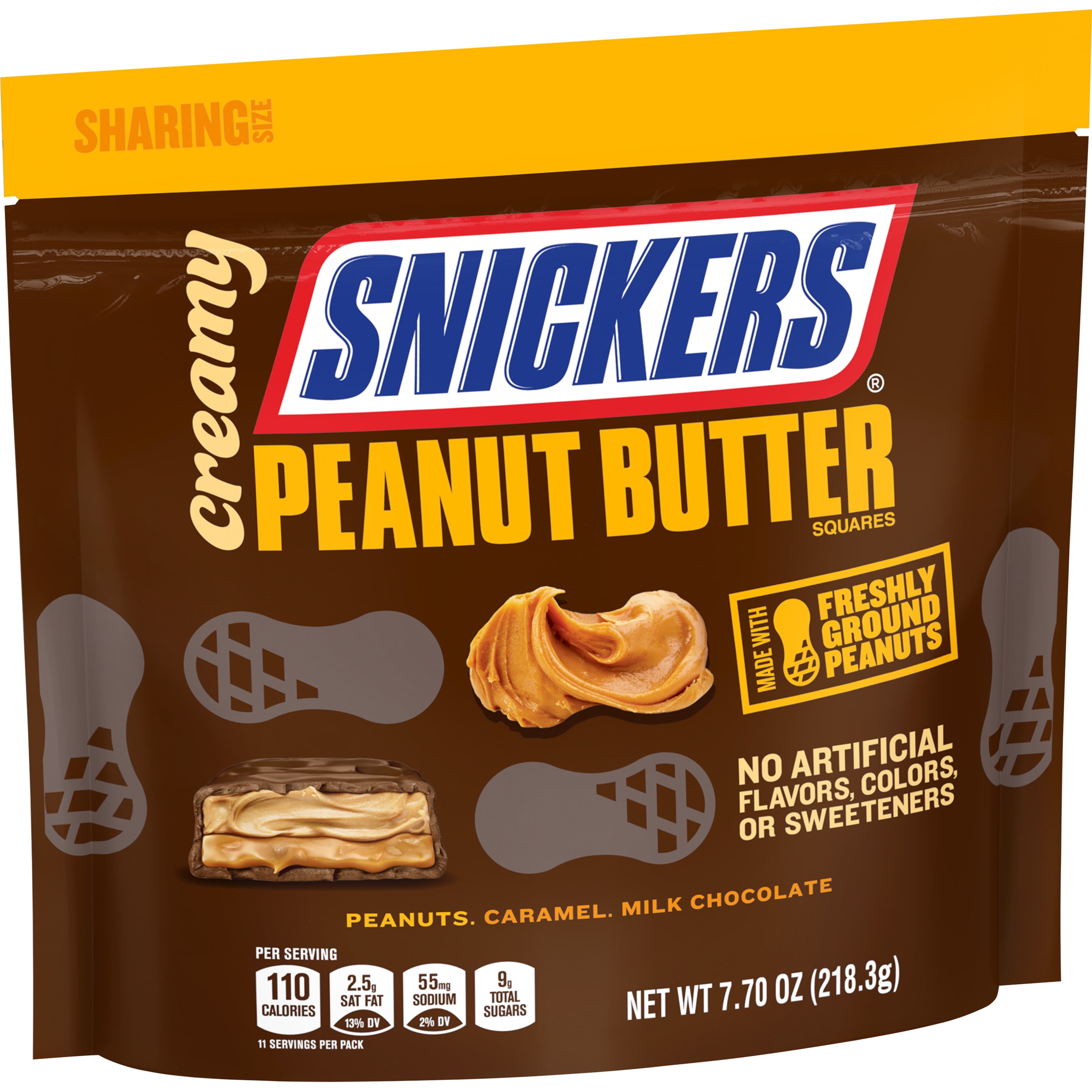 Snickers Creamy Peanut Butter Fun Size Square Candy Bars, 7.7 Oz ...