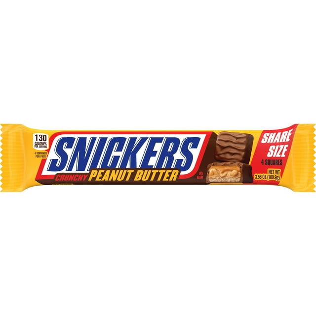 Snickers Crunchy Peanut Butter Squared Chocolate Bars, Share Size- 3.56 ...
