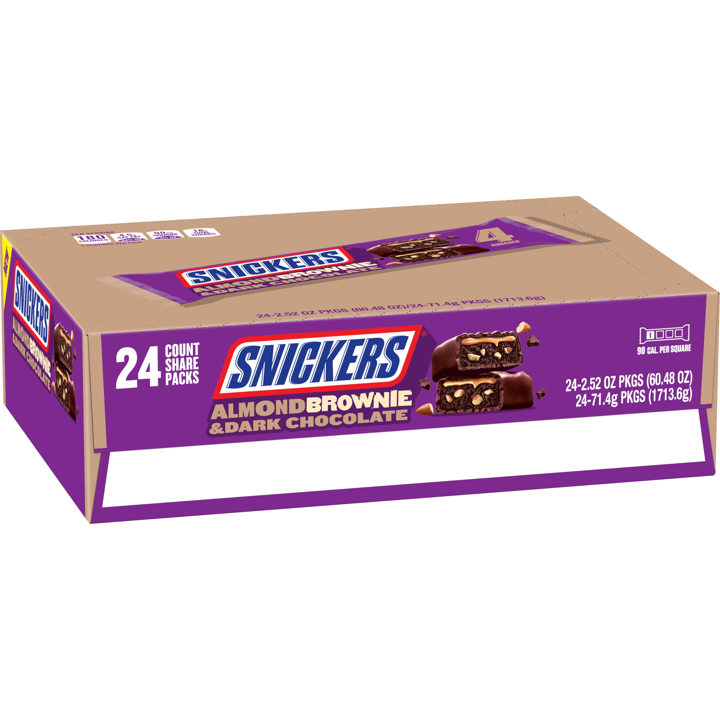 Snickers Dark Chocolate Almond Brownie Candy Bars Share Size - 24ct ...