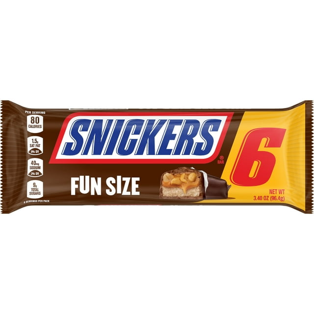 Snickers Fun Size Chocolate Candy Bars Bulk Party Pack - 3.4 oz (6 Pack ...