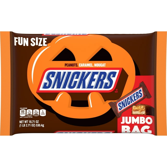 Snickers Fun Size Halloween Chocolate Candy Bars, 18.71 oz Bag ...