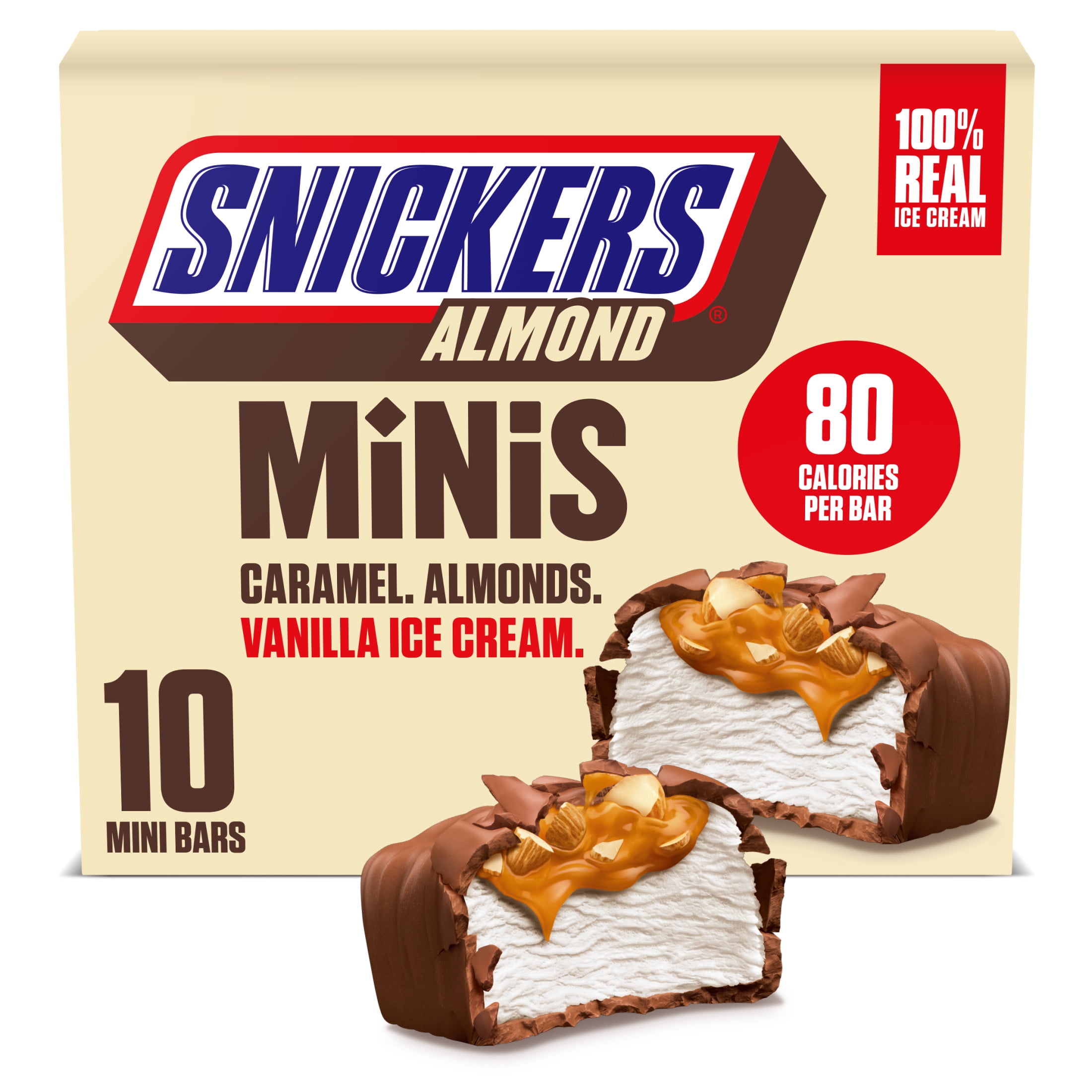 Snickers Minis Milk Chocolate Almond Ice Cream Bars - 10 Pack Box ...