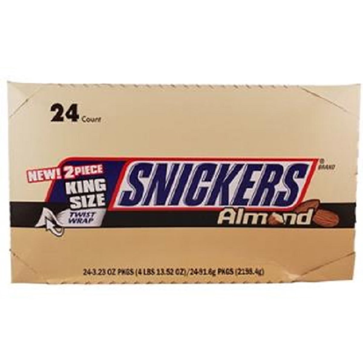 Snickers, King Size Almond, Count 24 (3.23 oz) - Chocolate Candy / Grab ...