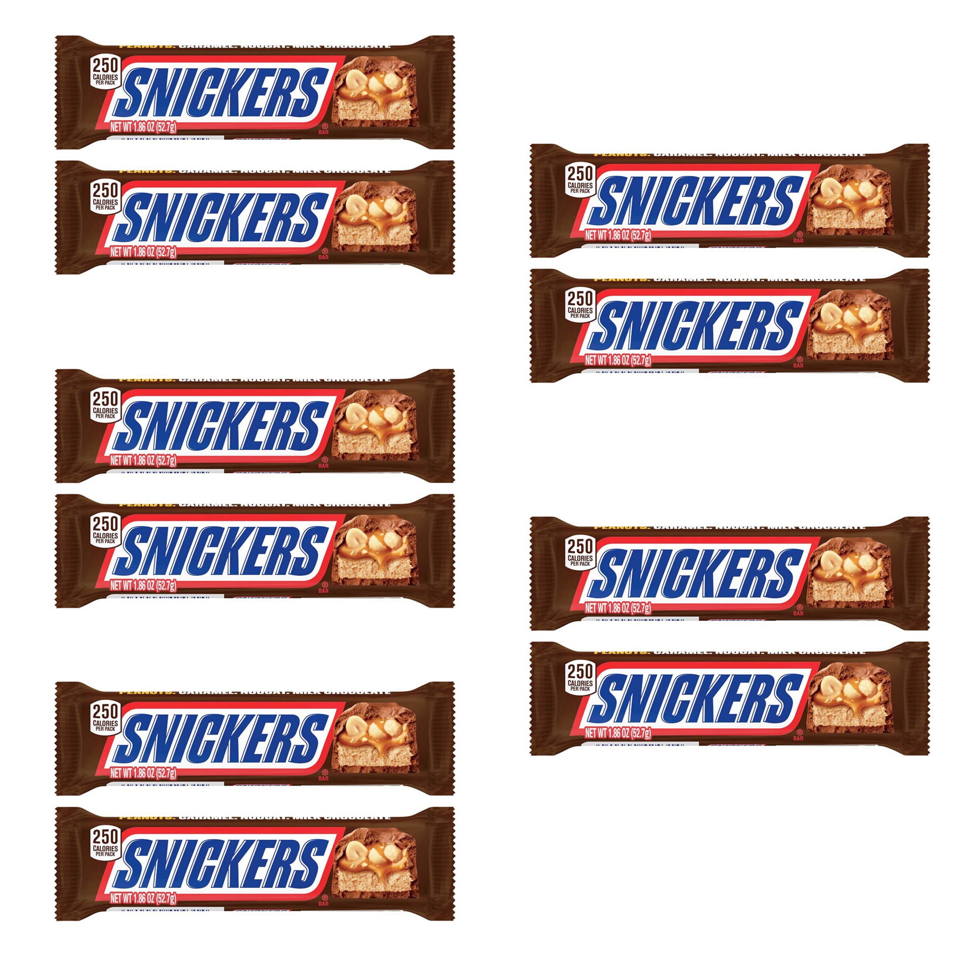 Snickers Milk Chocolate Candy Bars - 10 Pack, 1.86 oz - Walmart.com