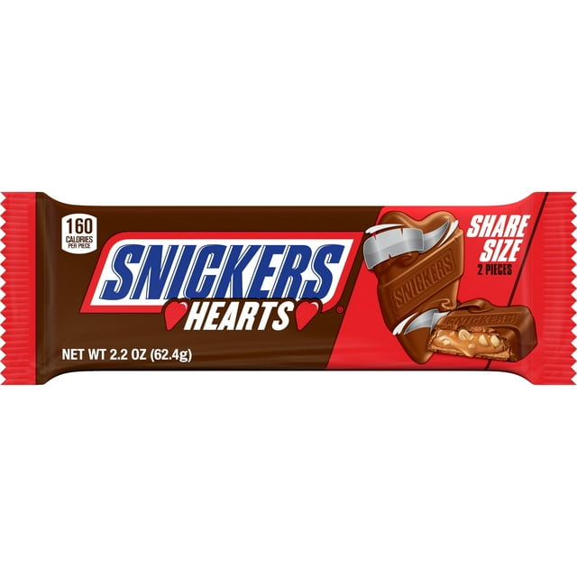 Snickers Milk Chocolate Hearts Valentines Day Candy Bars, ( PACK OF 1 ...