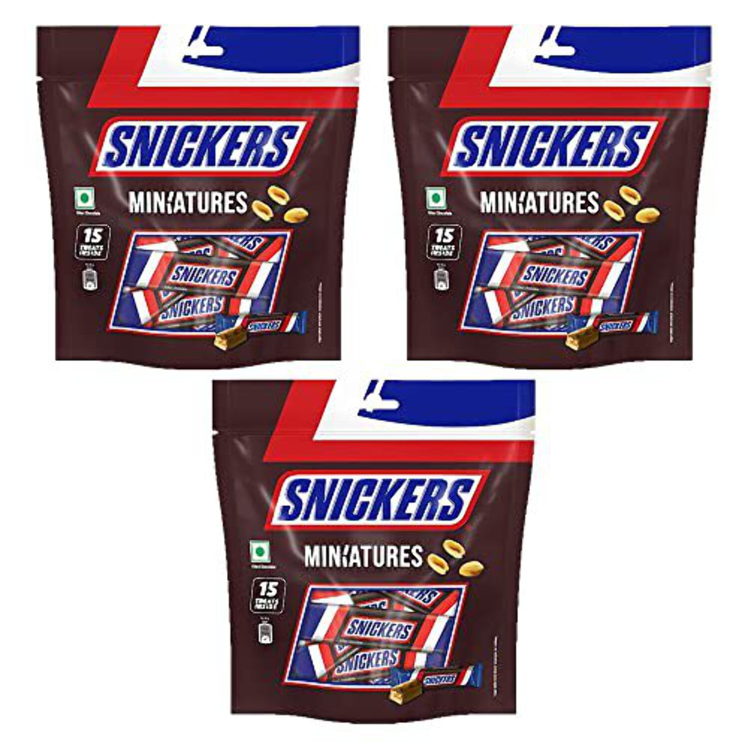Snickers Miniatures Peanut Filled Chocolate, 510g (170g x 3 Pack) - Walmart.com