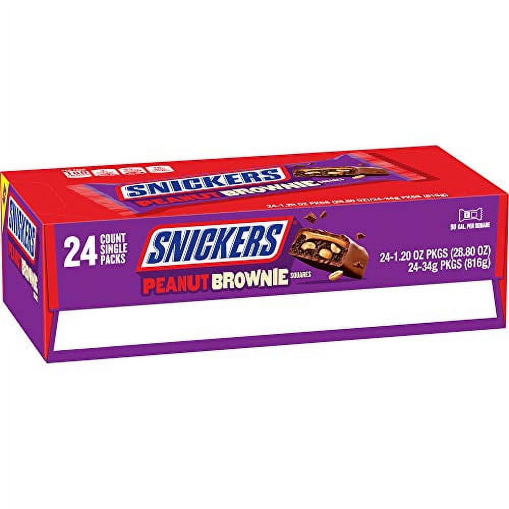 Snickers Peanut Brownie Squares Full Size Chocolate Candy Bar, 1.2 Oz ...