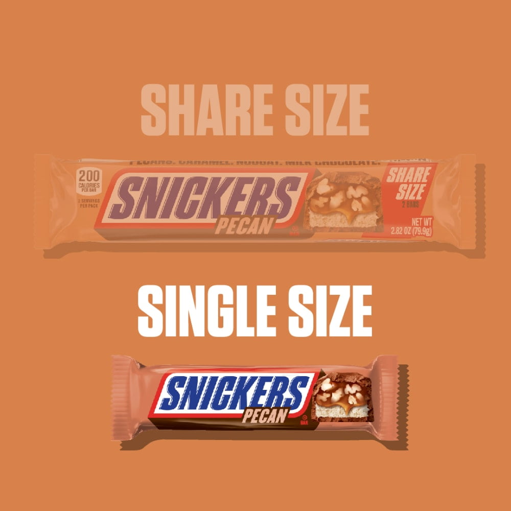 Snickers Pecan Milk Chocolate Candy Bar - 1.41 oz - Pack of 2 - Walmart.com