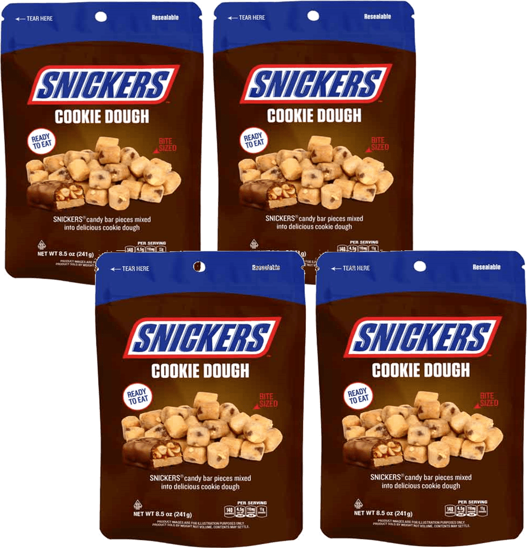 Snickers Ready-To-Eat Cookie Dough Bites, 4-Pack 8.5 oz. Re-sealable ...