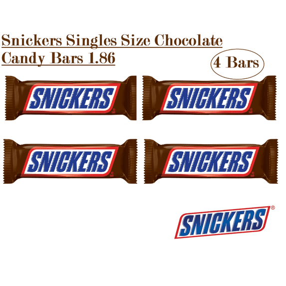 Snickers Singles Size Chocolate Candy Bars 1.86-Ounce - Pack of 4 Bars ...