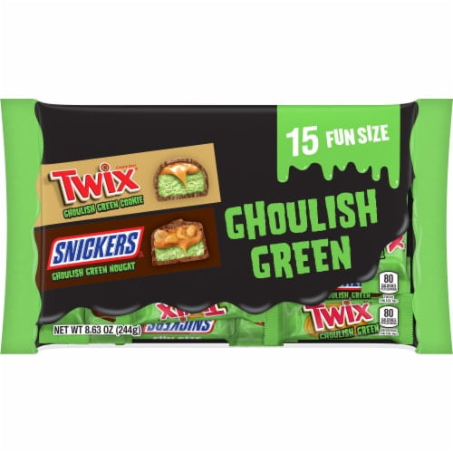 Snickers & Twix Ghoulish Green Milk Chocolate Halloween Candy Variety ...