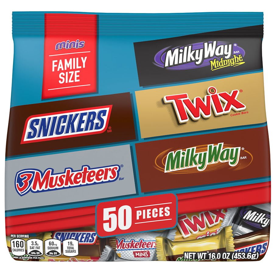 Snickers, Twix, Milky Way & 3 Musketeers Minis Chocolate Candy Bars ...