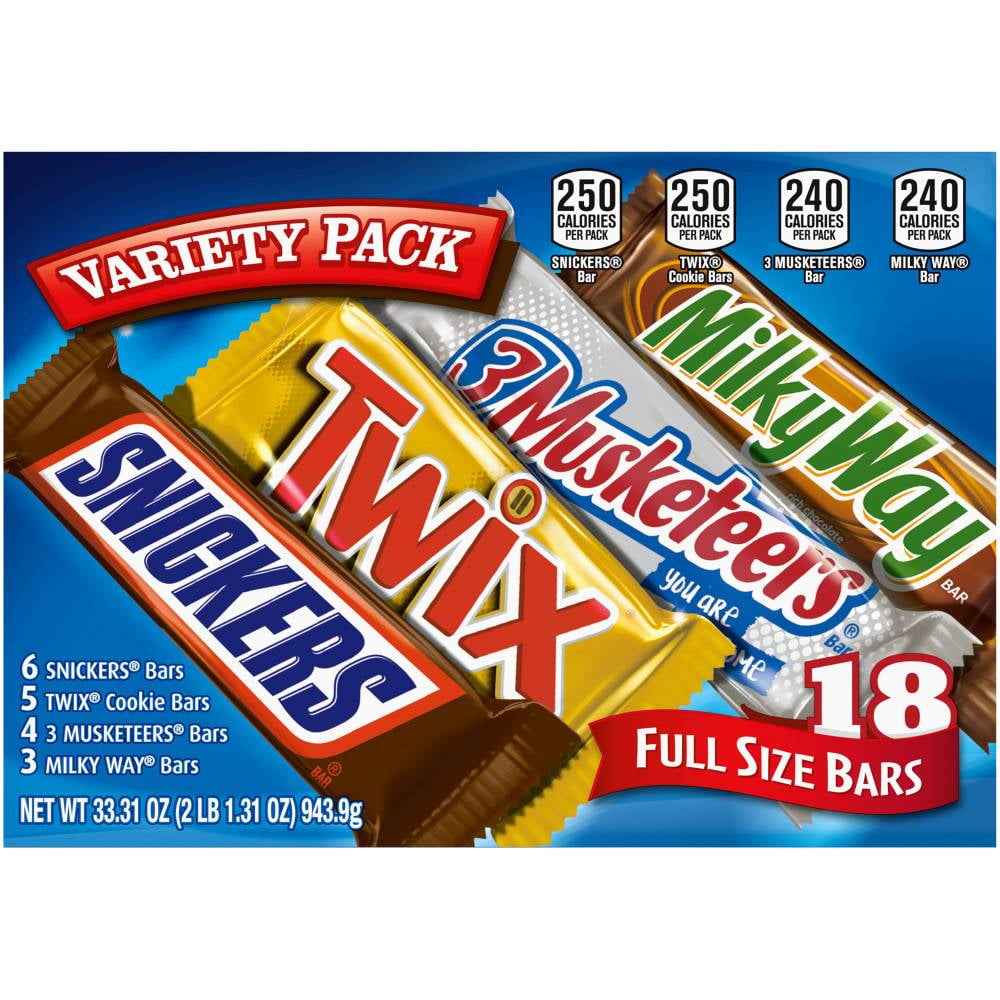 Snickers, Twix, Milky Way, & 3 Musketeers Assorted Full Size Chocolate ...