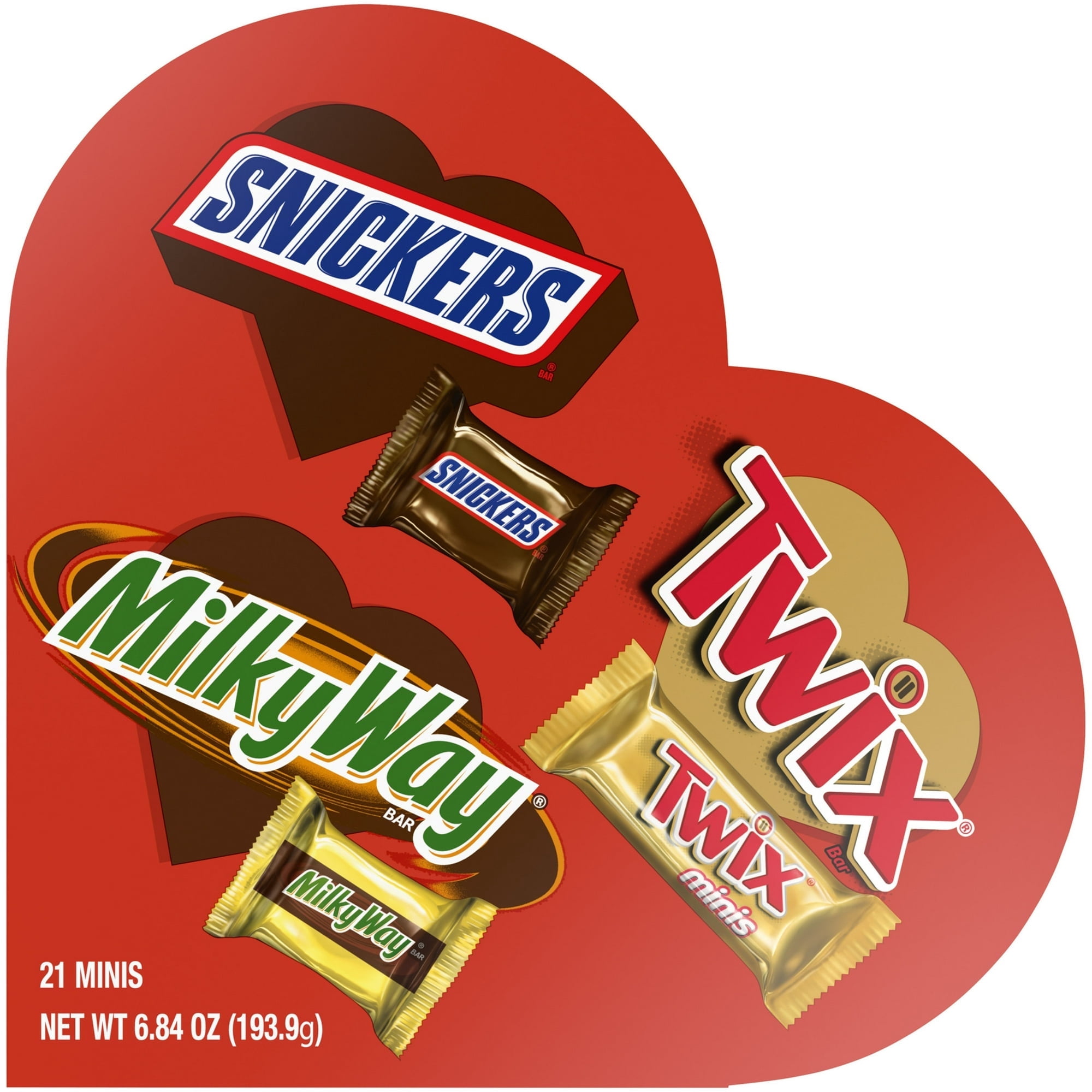 Snickers, Twix & Milky Way Minis Valentine's Chocolate Candy Heart Gift ...