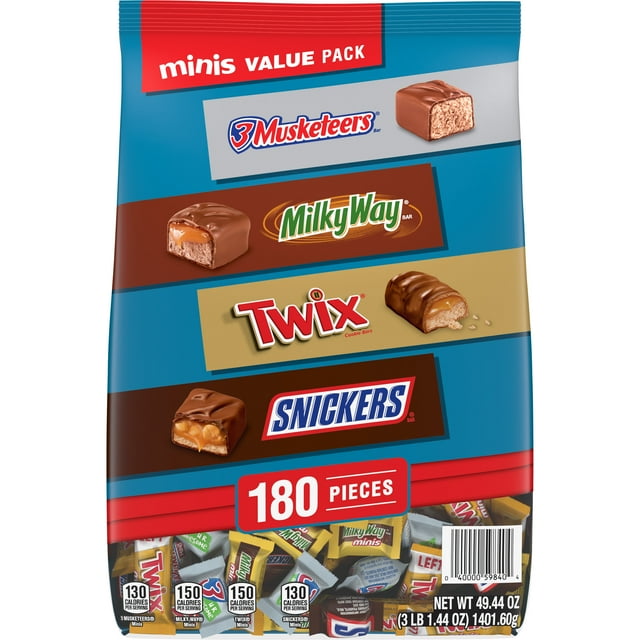 Snickers, Twix & More Minis Chocolate Candy Bars Variety Pack - 180 Ct ...