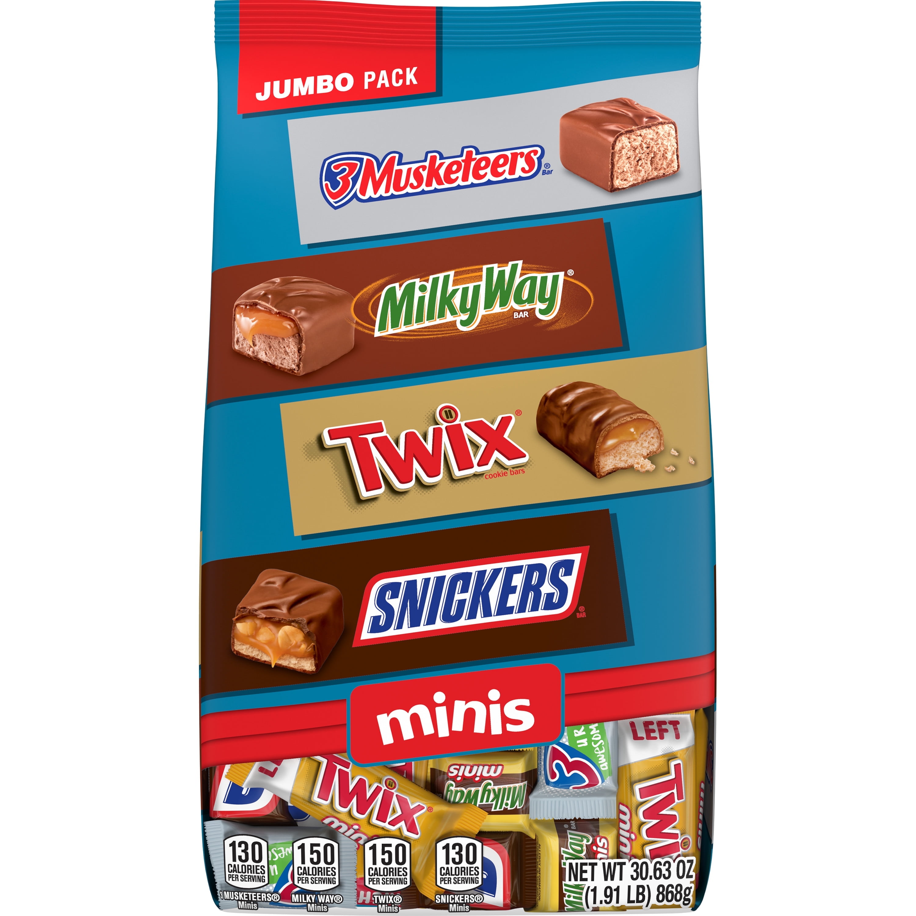 Snickers, Twix & More Minis Chocolate Candy Bars Variety Pack - 30.63 ...