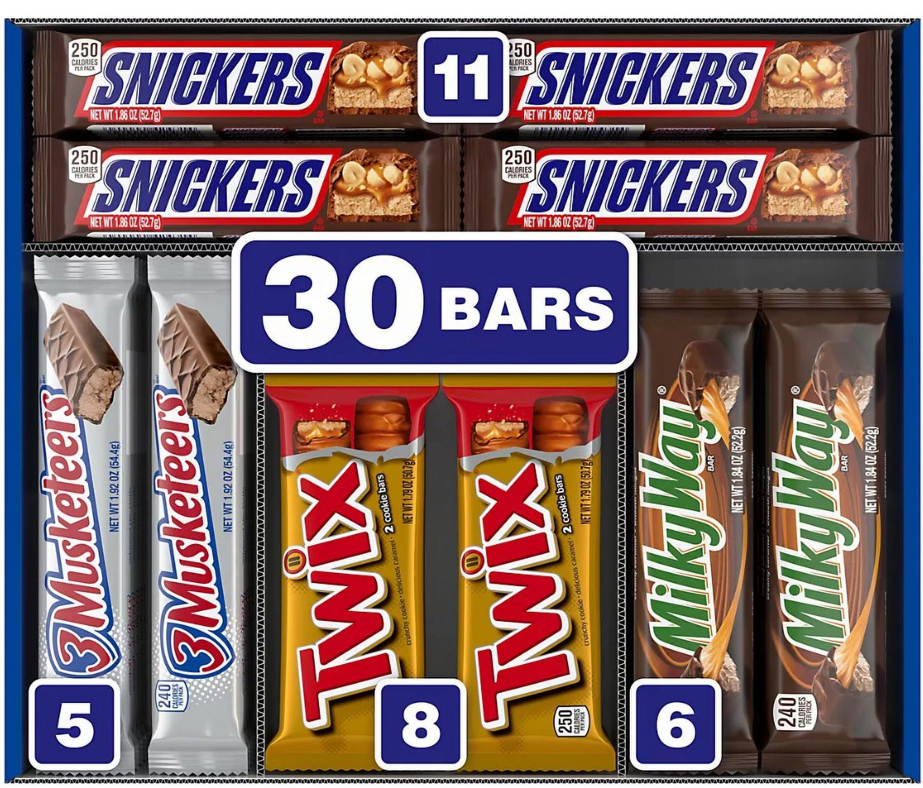 Snickers, Twix & More: Full Size Assorted Chocolate Candy Bars ...
