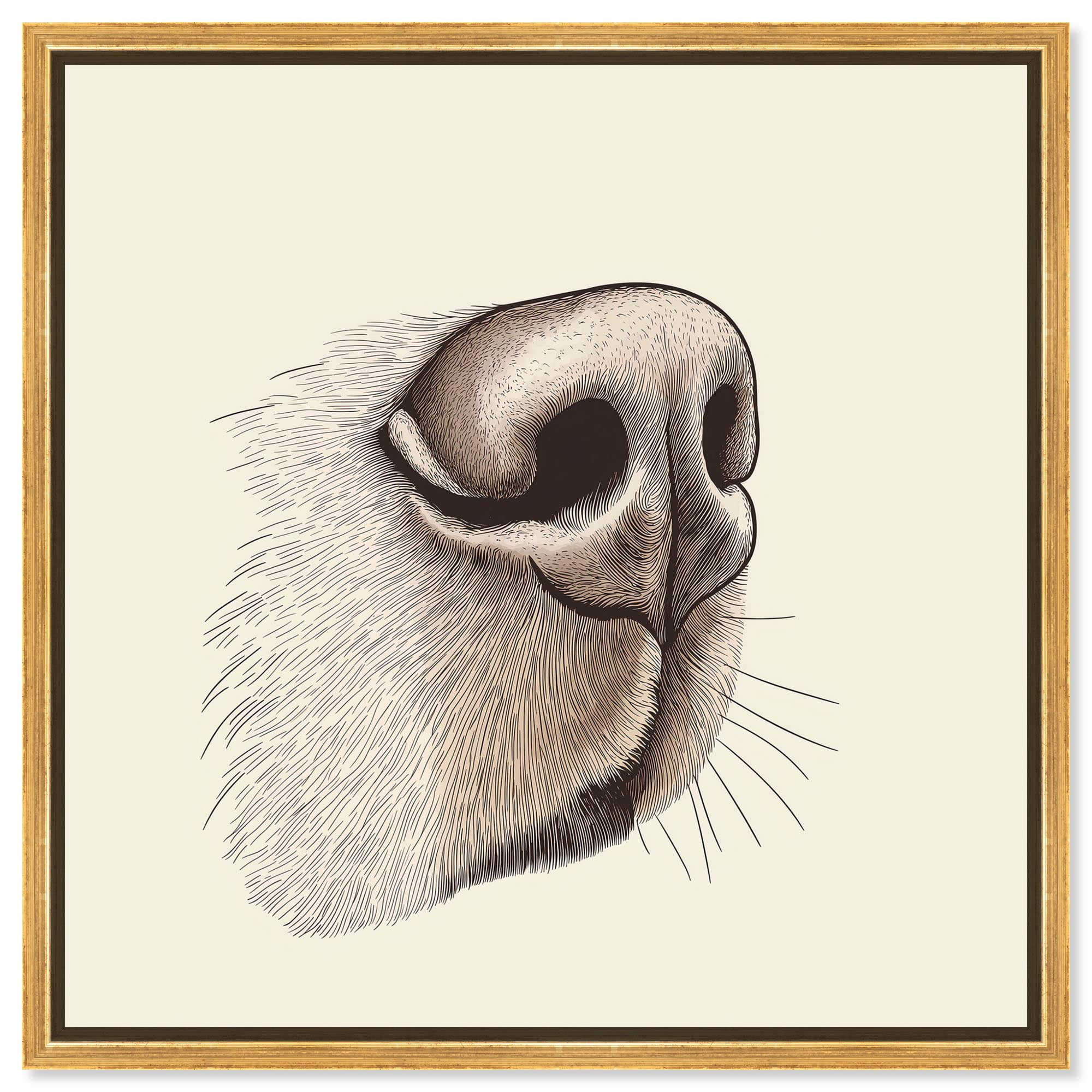 Sniff of Secrets Canvas Vintage Dog Drawings by Art Remedy, Gold Frame ...