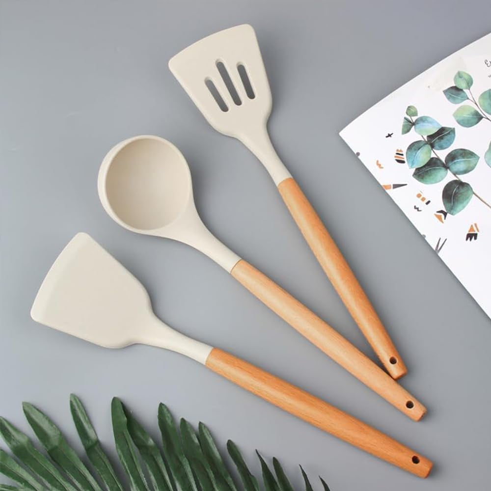 Snika Spatula Turner Serving Cooking Spoon Spatulas with Wooden Handle ...