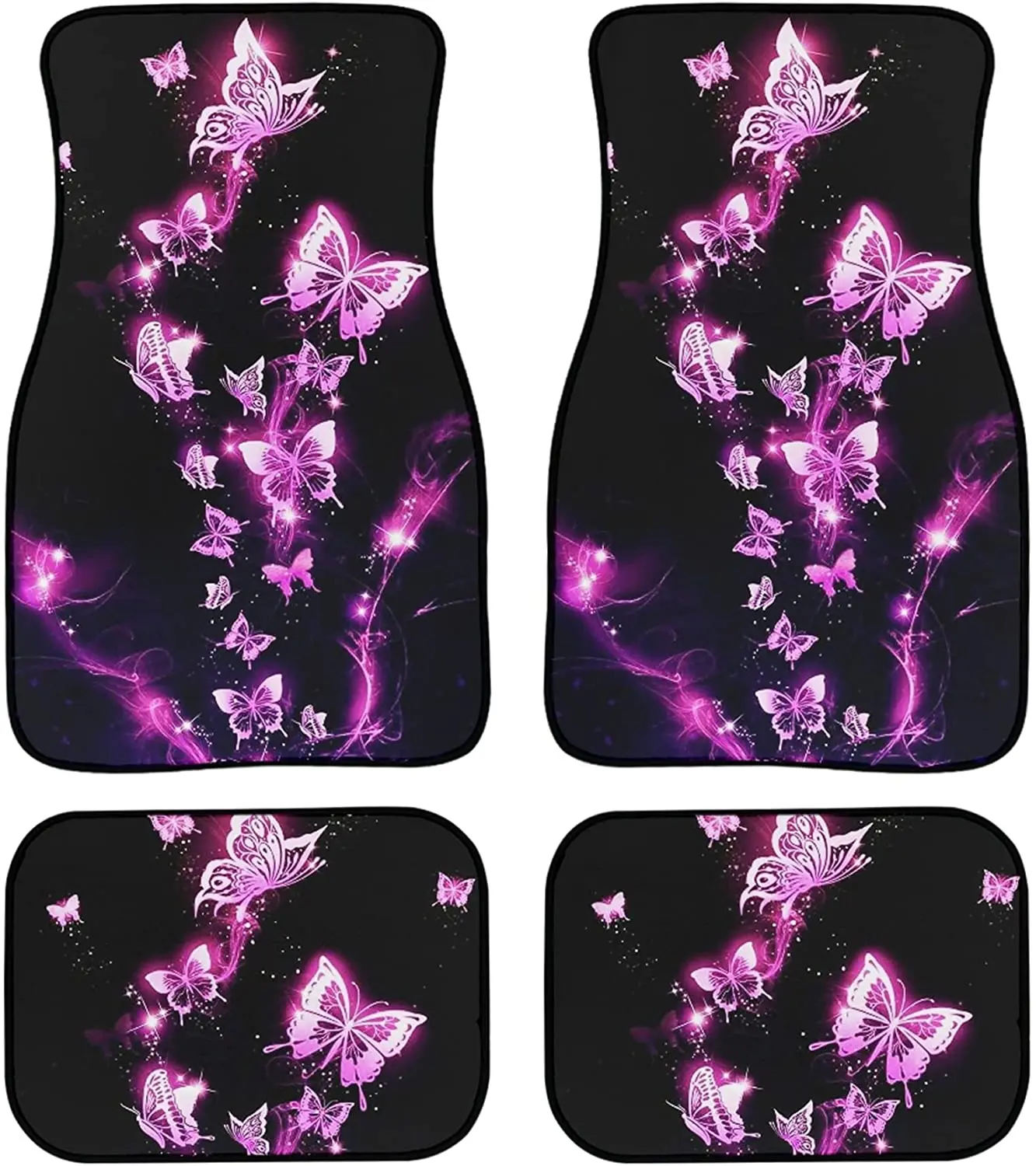 Snilety Blue Butterfly Pattern Cars Floor Mats Rubber Backed 4 Pieces ...