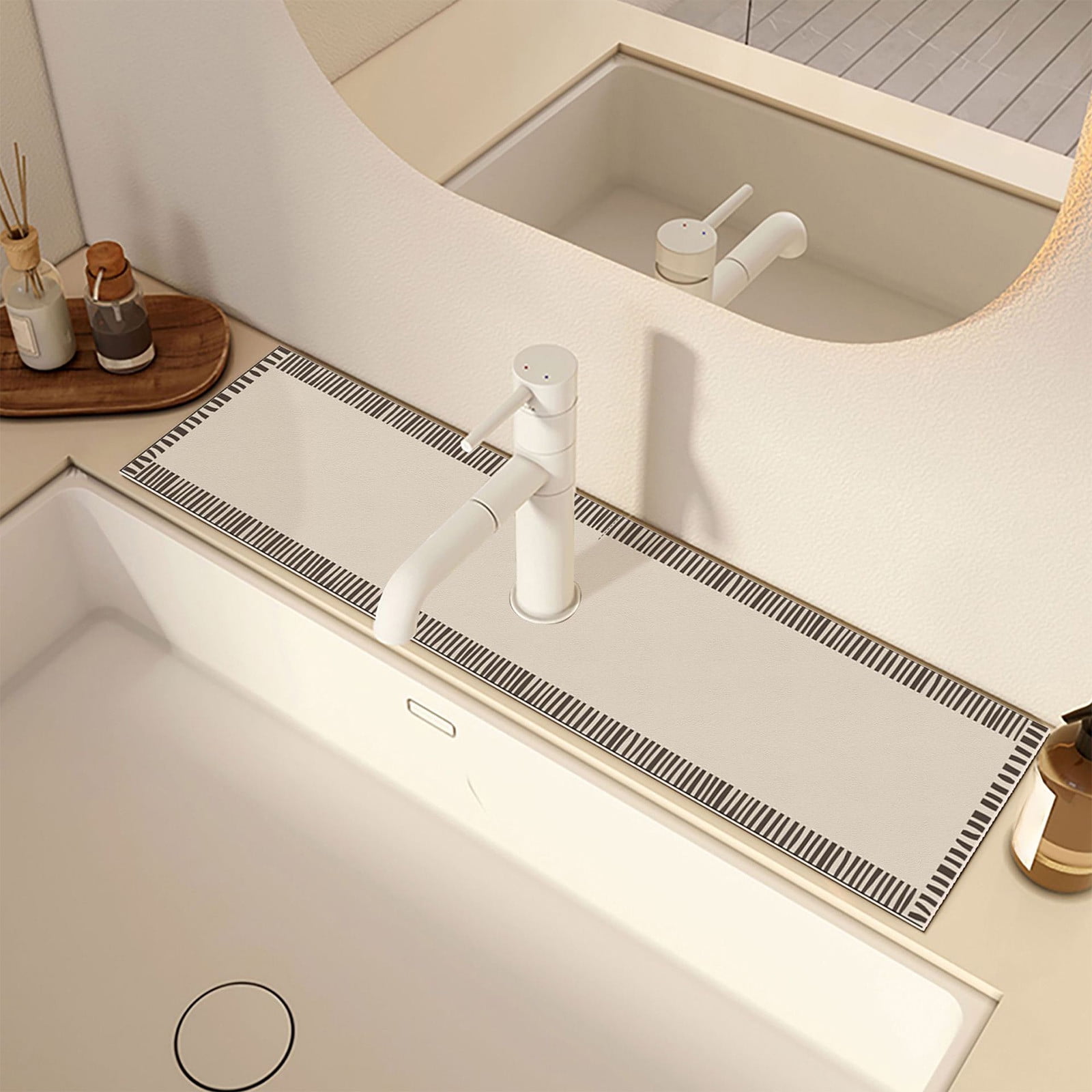 Snmubt Absorbent Leather Faucet Mat Kitchen Sink Handwashing Countertop ...