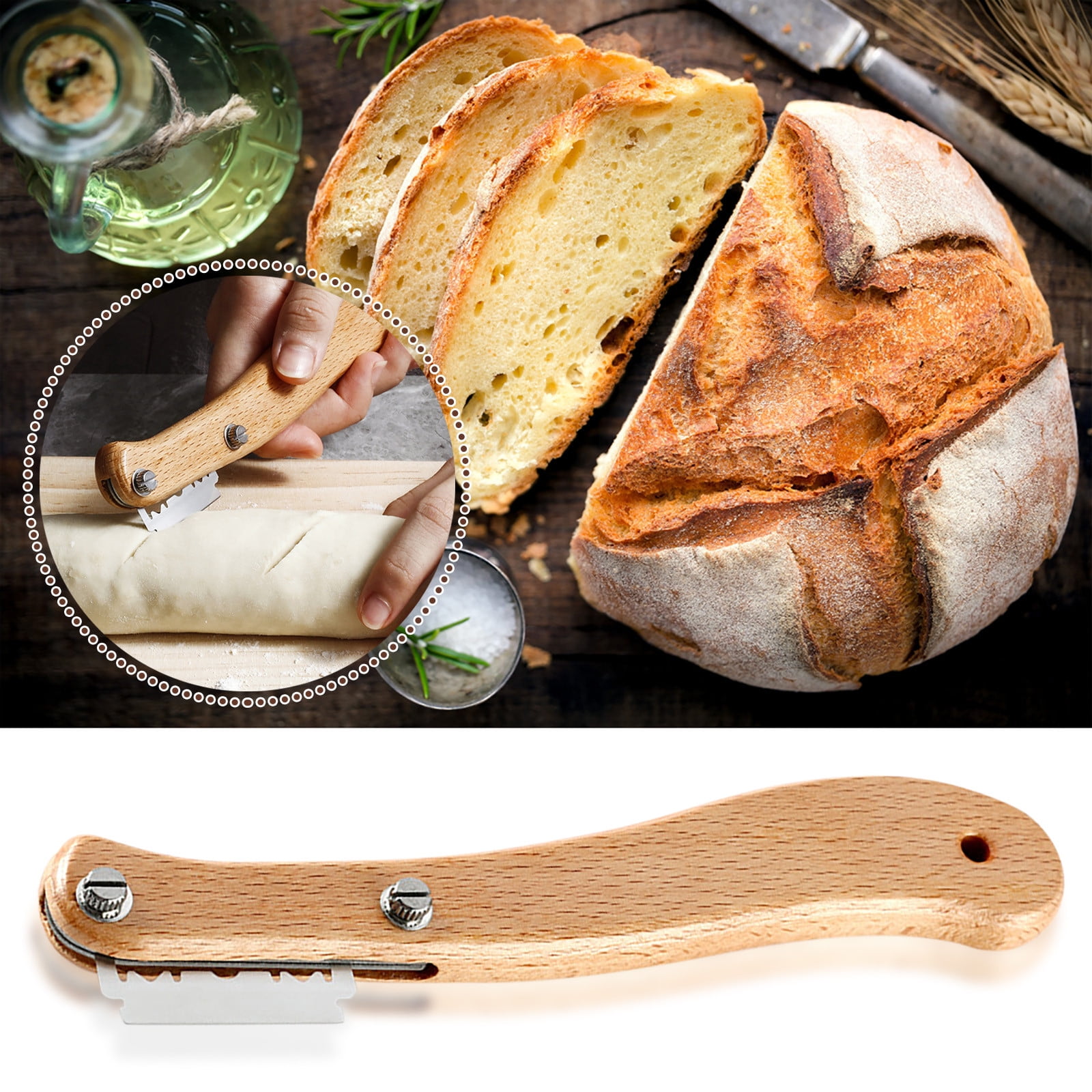 Snmubt Bakers Knife Bread Lame With Wooden Handle Cutter Slashing Tool ...