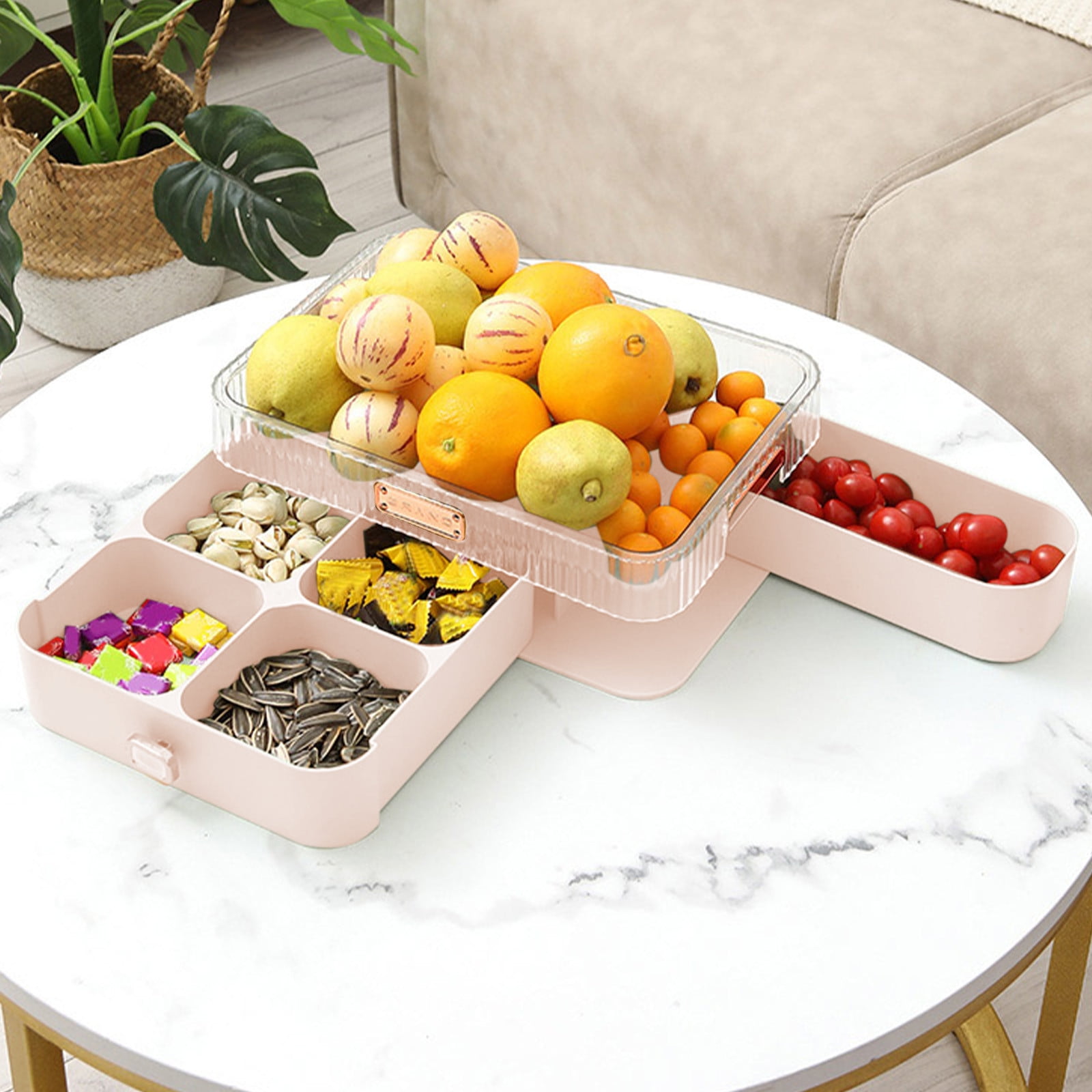 Snmubt Detachable Rotating Fruit Box Double Compartment Drawer Fruit ...