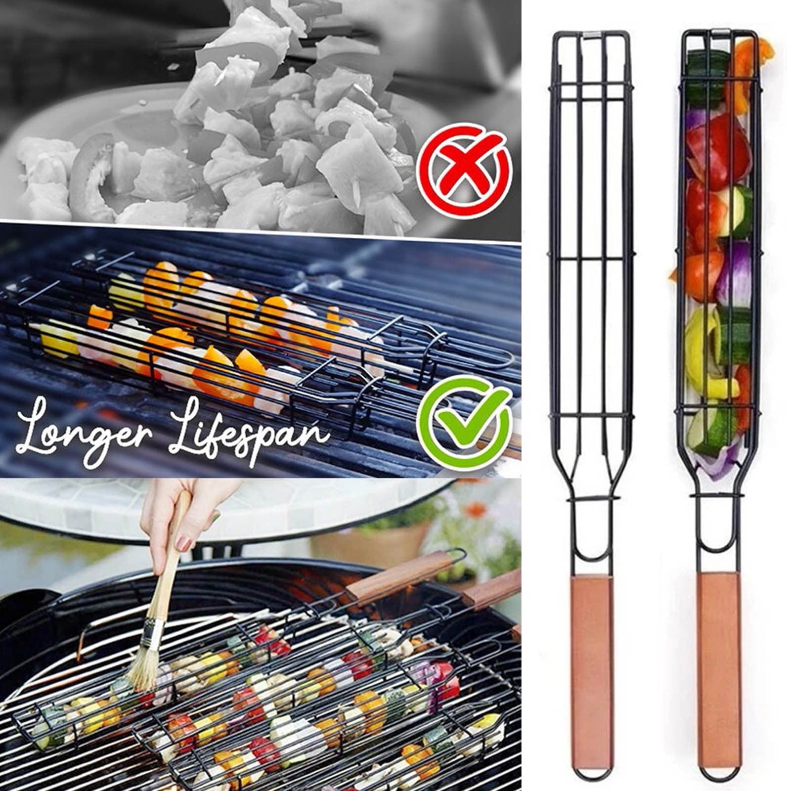 Snmubt Grilling Basket - Duty Stainless Steel Bbq Grill Box Tool With ...