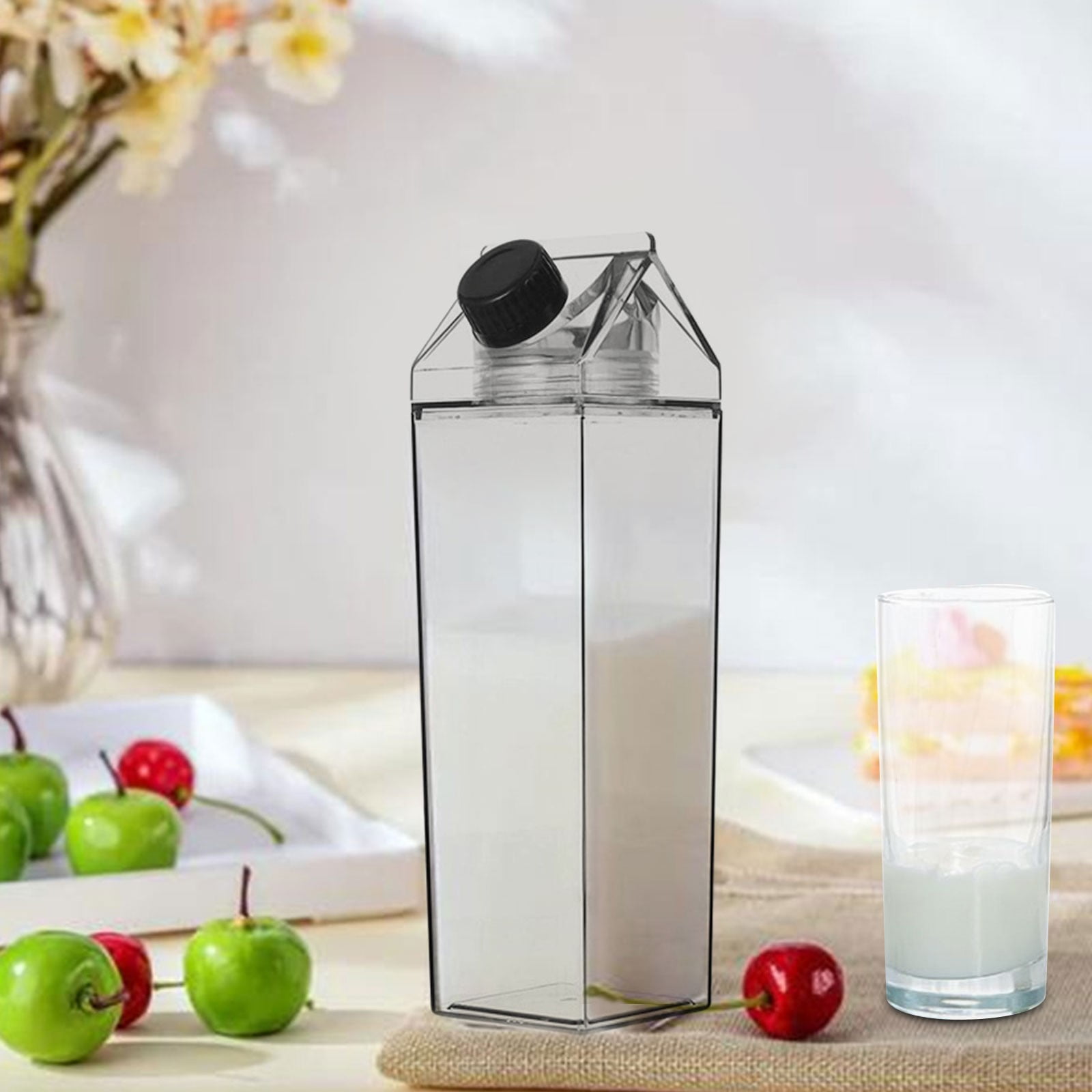 Snmubt Milk Carton Water Bottle Transparent Milk Bottle Portable ...