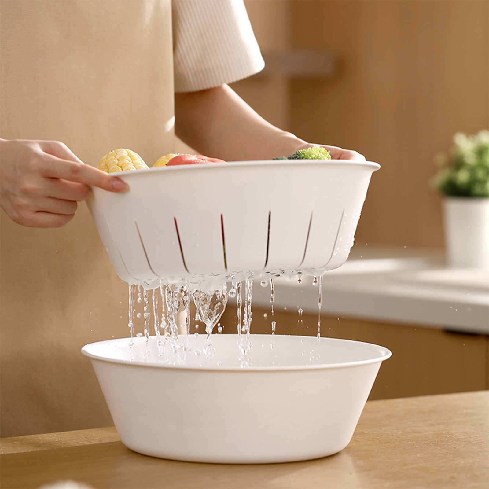 Snmubt Multi Functional Basket New Fruit Cleaning Bowl With Strainer ...