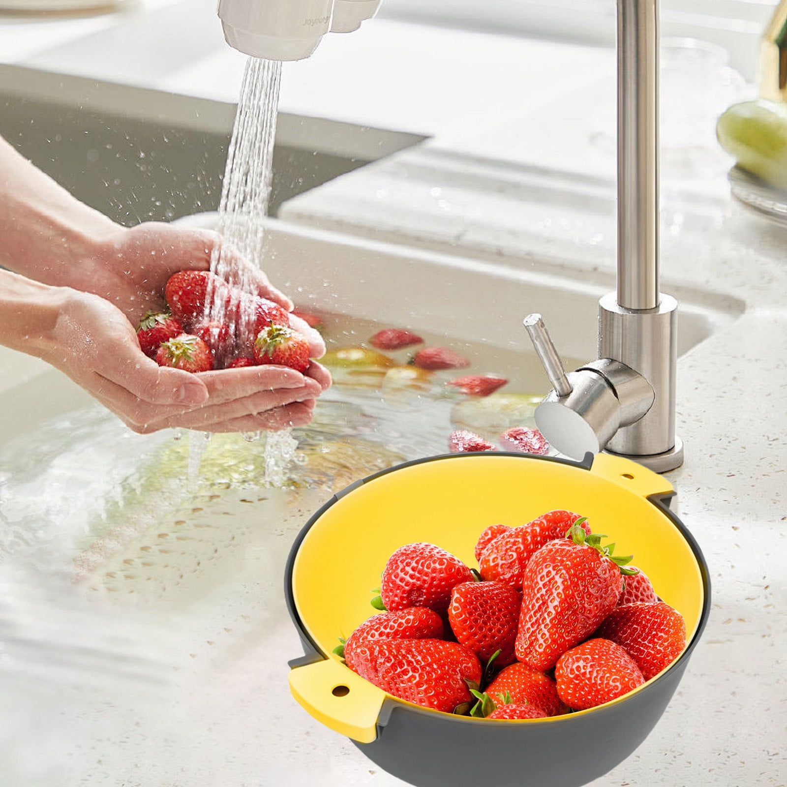 Snmubt Multi Functional Basket New Fruit Cleaning Bowl With Strainer ...