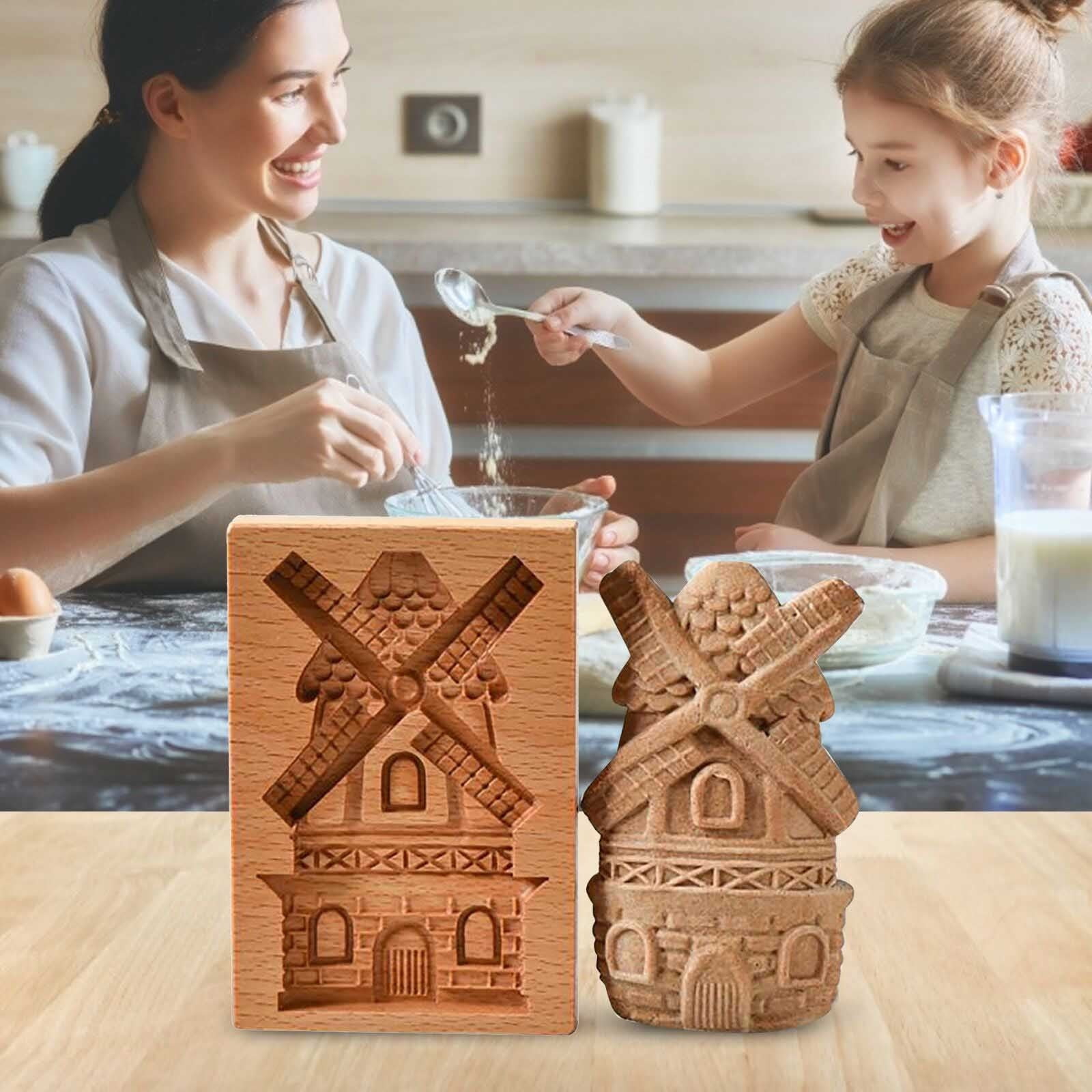 Snmubt Novel Carved Model Cutter Wooden Gingerbread Shortbread Model ...