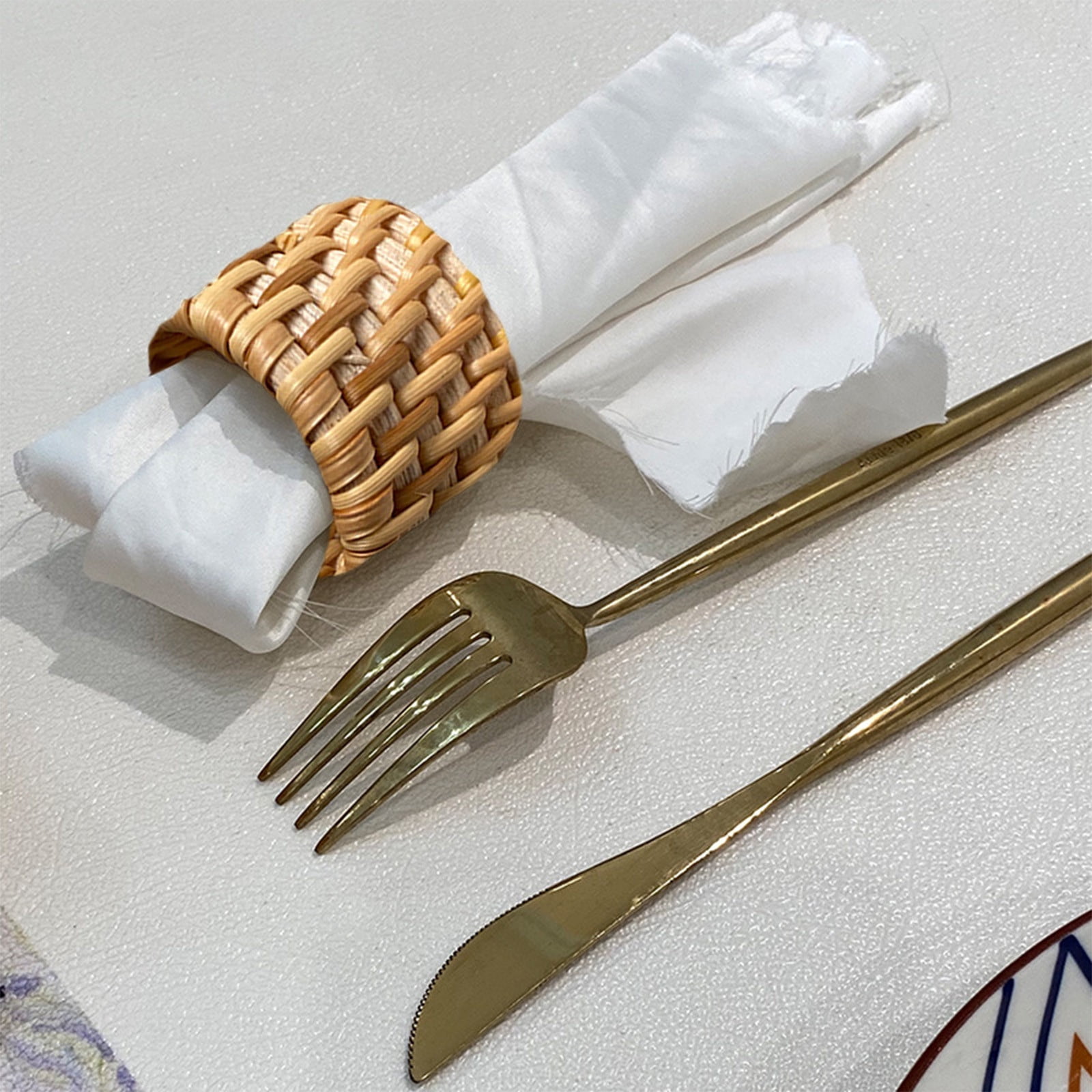 Snmubt Rattan Rattan Woven Restaurant Dining Rings Paper Towel Rings ...