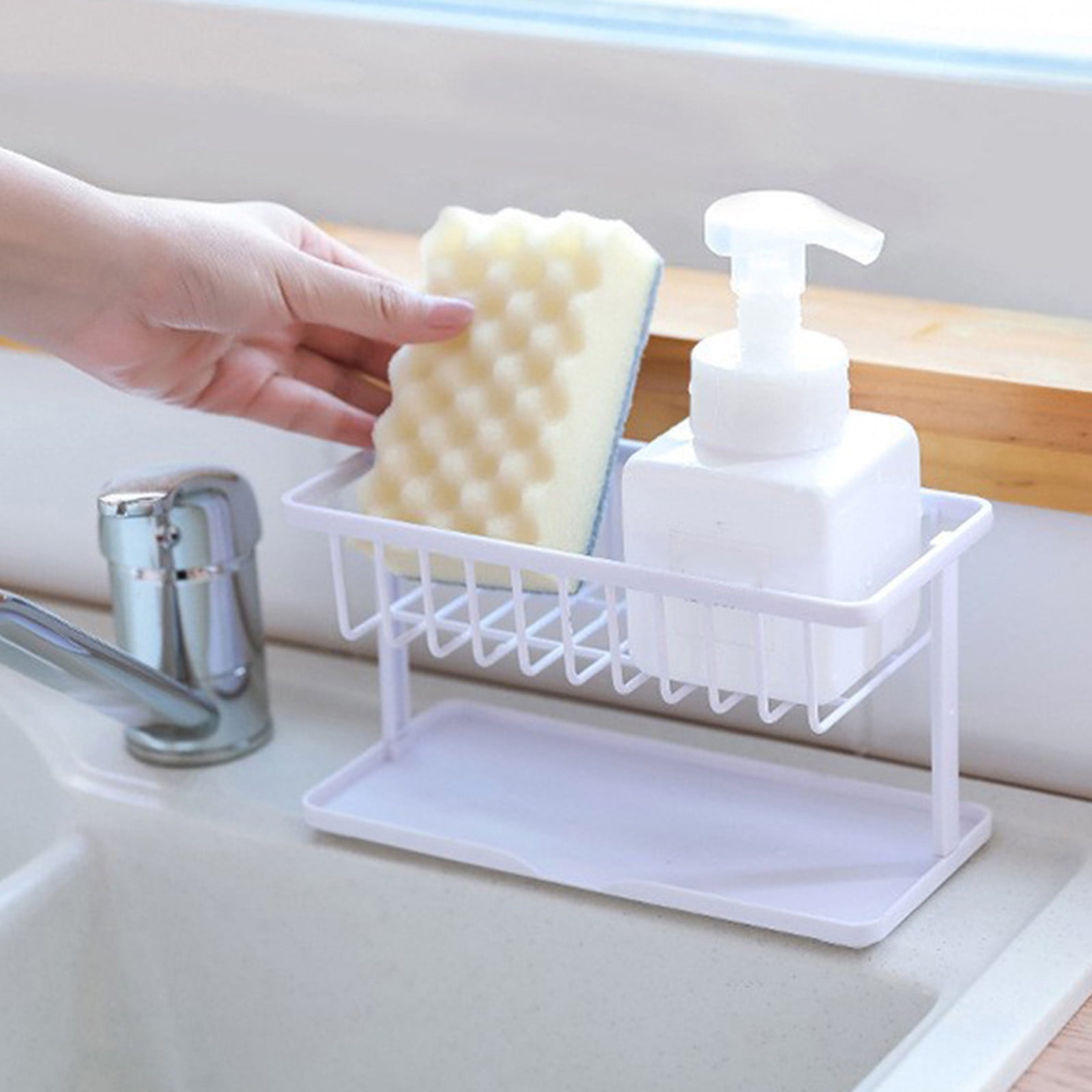 Snmubt Sponge Shelf Kitchen Double Sink Organizer Kitchen Towels Soap ...