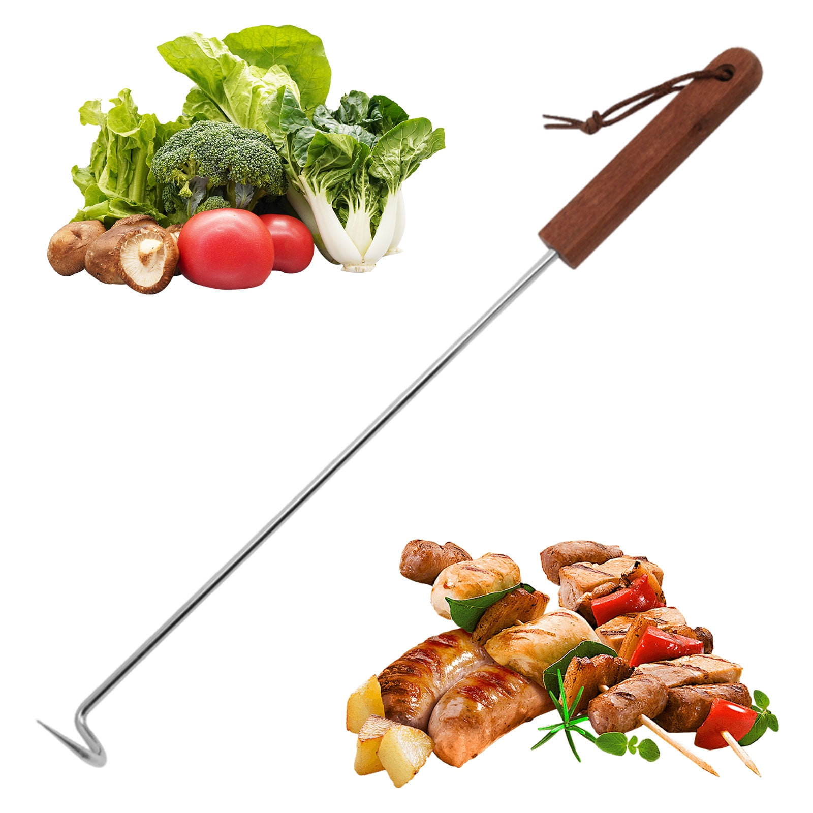 Snmubt Stainless Steel Meat Hook Rosewoods Handle Grill Tag Barbecue ...